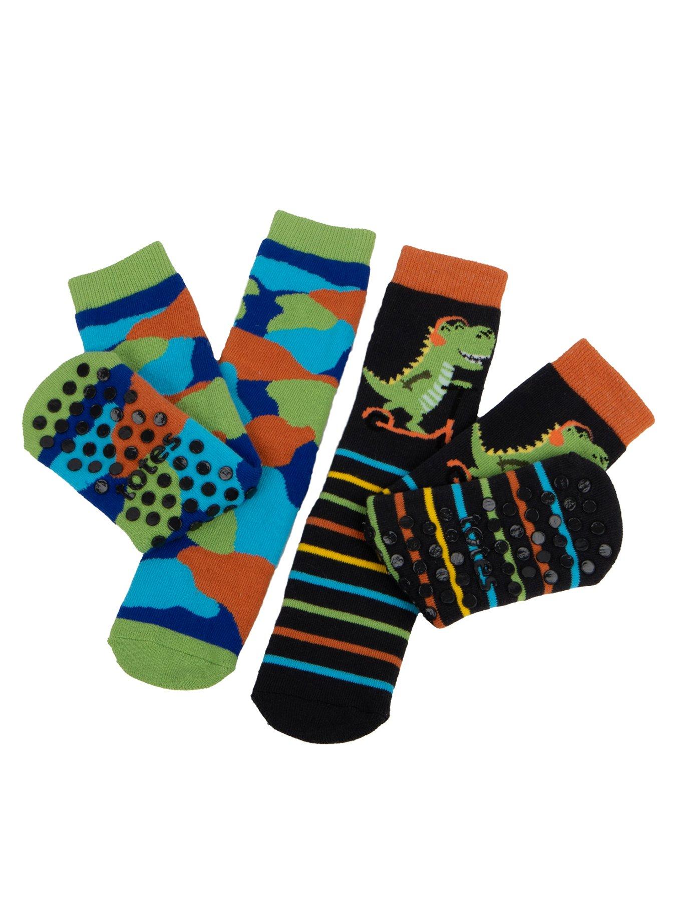 TOTES TOTES2pk Original Younger Kids Dino Slipper Socks - Multi ...