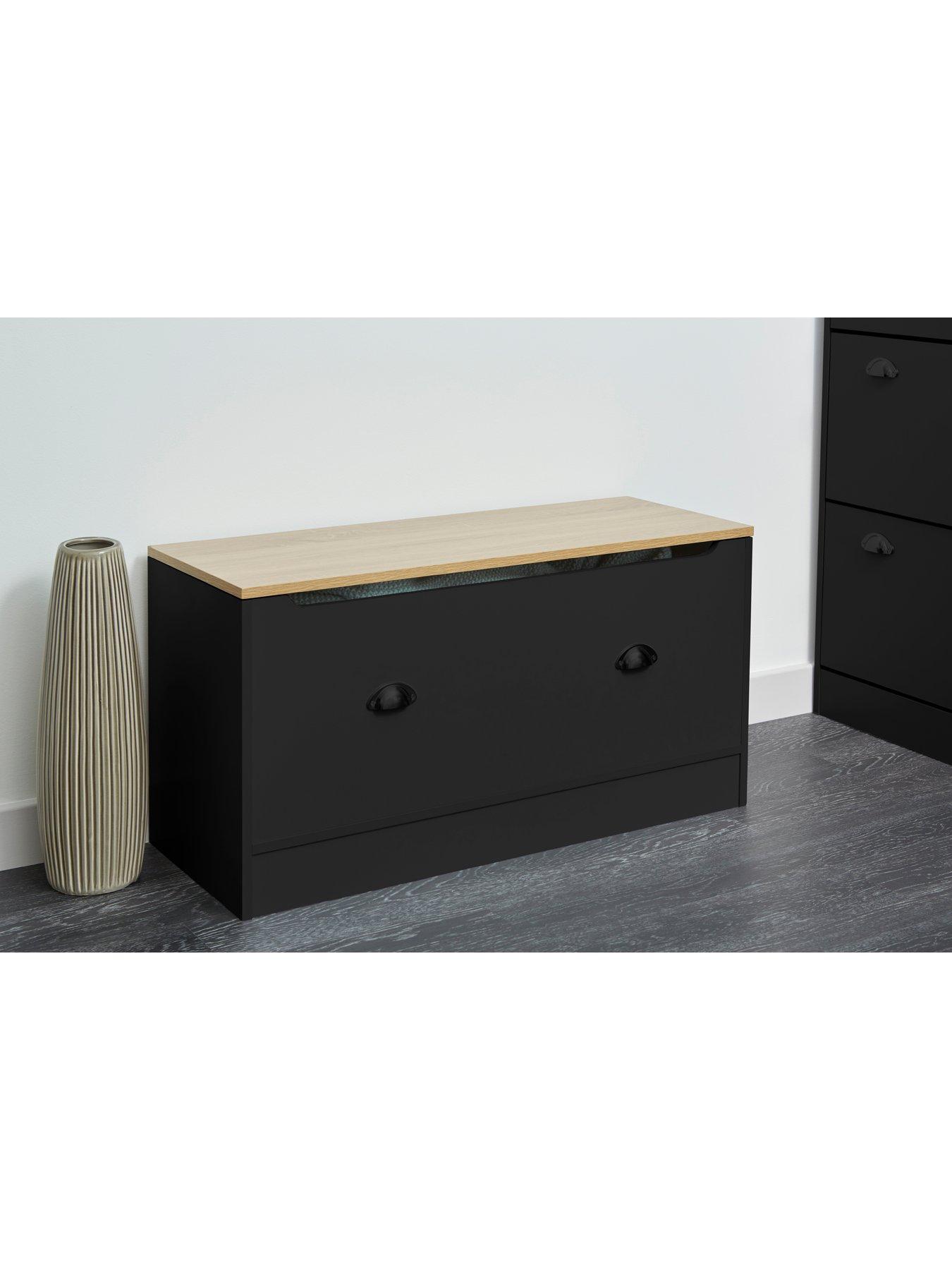Lloyd Pascal Henley Ottoman Storage Box - Black/Oak | littlewoods.com