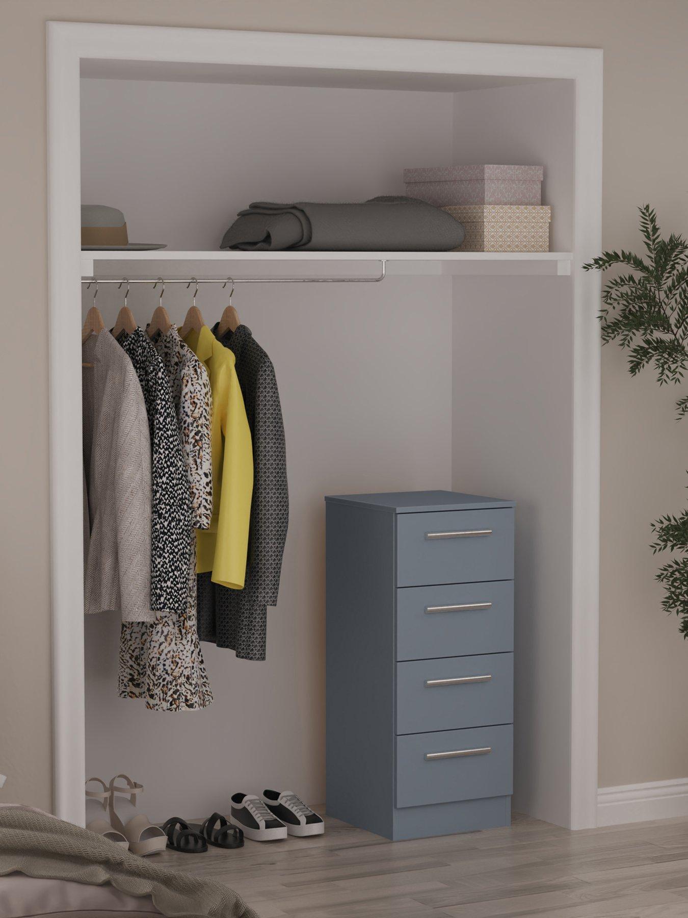 SWIFT Logan Ready Assembled 4 Drawer Tall Boy - Blue | littlewoods.com