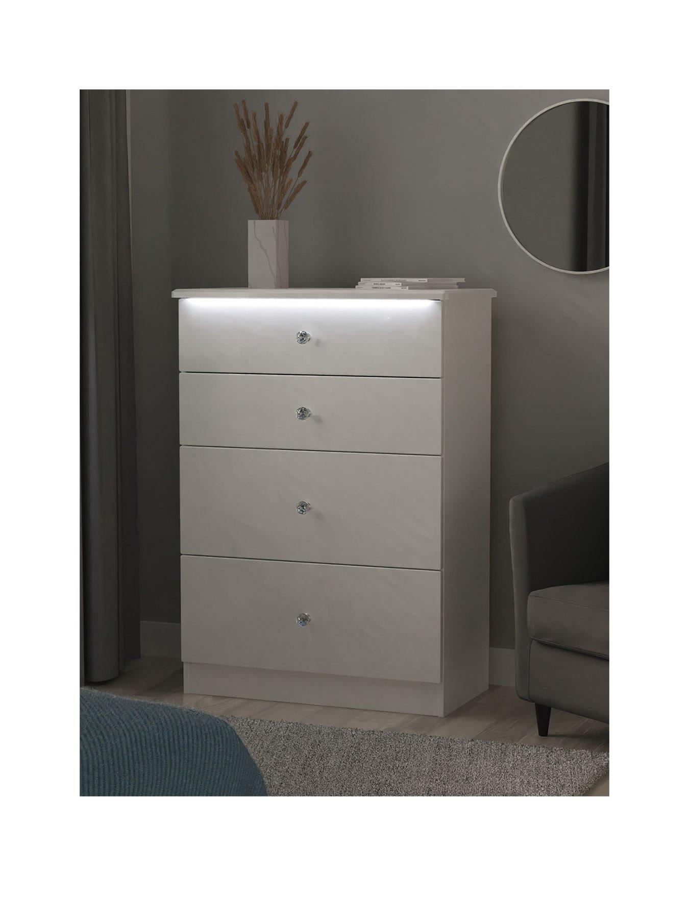 SWIFT Lumiere Ready Assembled 4 Drawer Deep Chest with Led Lights littlewoods