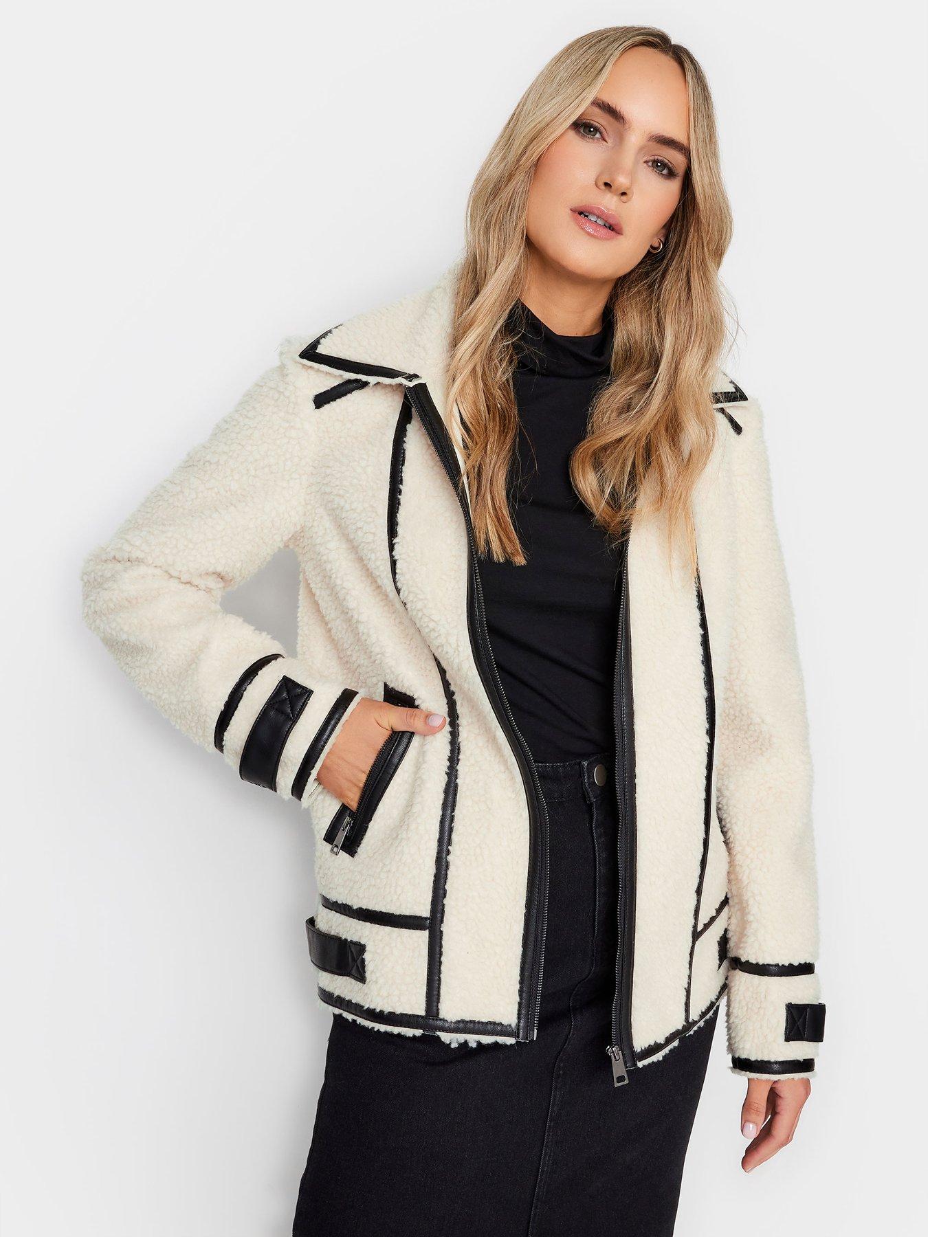 Long Tall Sally Bonded Borg Zip Through Jacket - Natural | Littlewoods