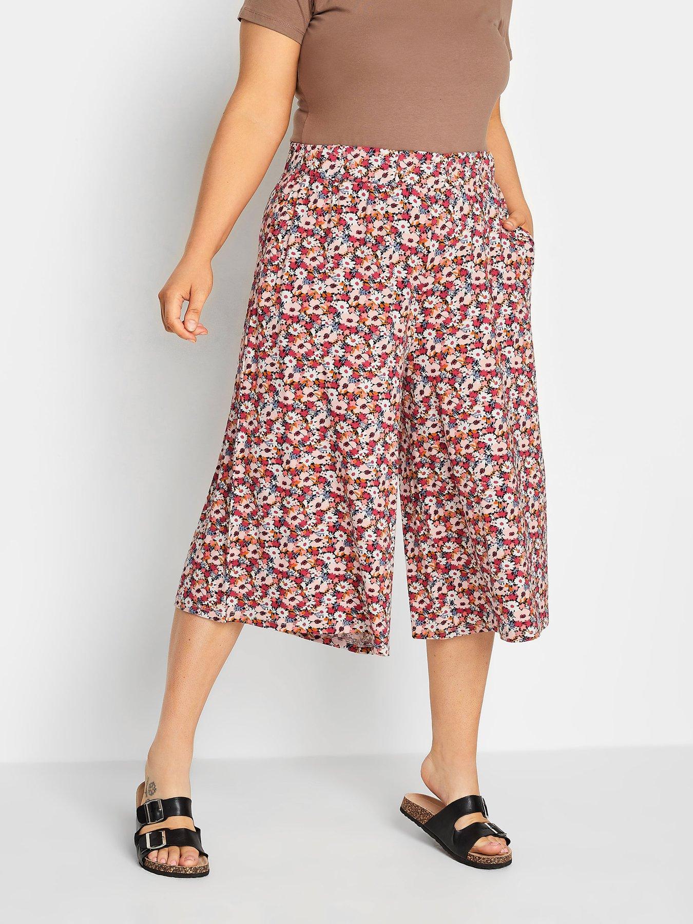 Yours Flower Stretch Jersey Culotte - Multi | Littlewoods