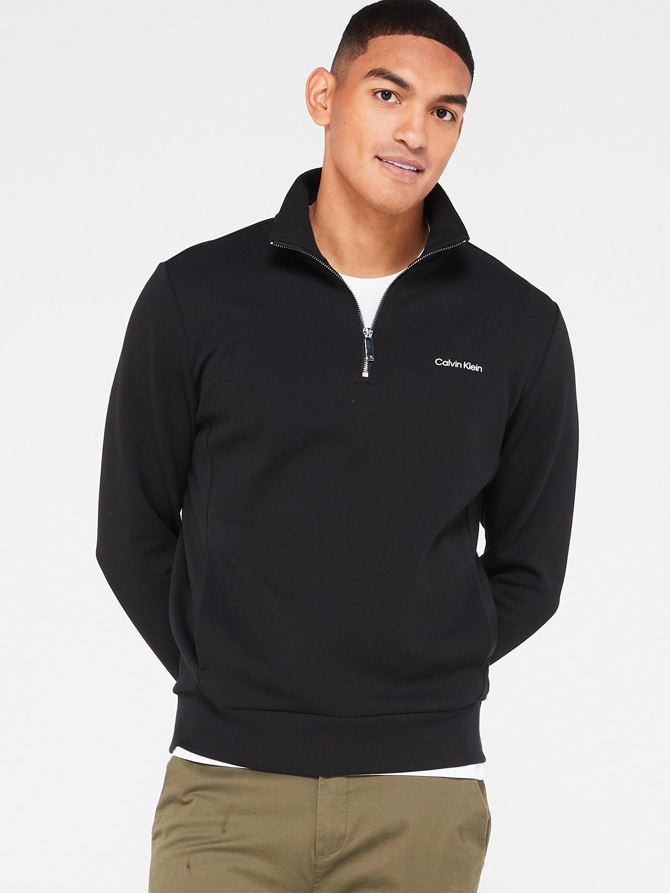Calvin Klein Micro Logo Repreve Zip Neck Sweatshirt Black