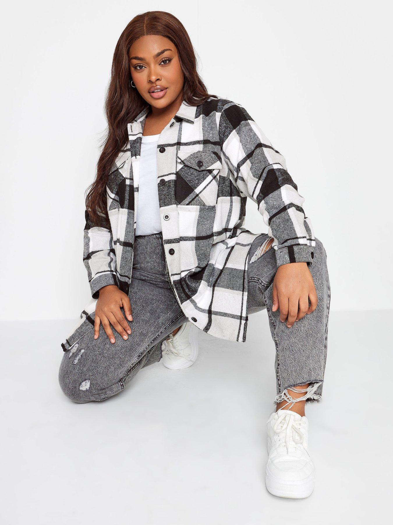 Yours Check Shacket Grey Check | Littlewoods