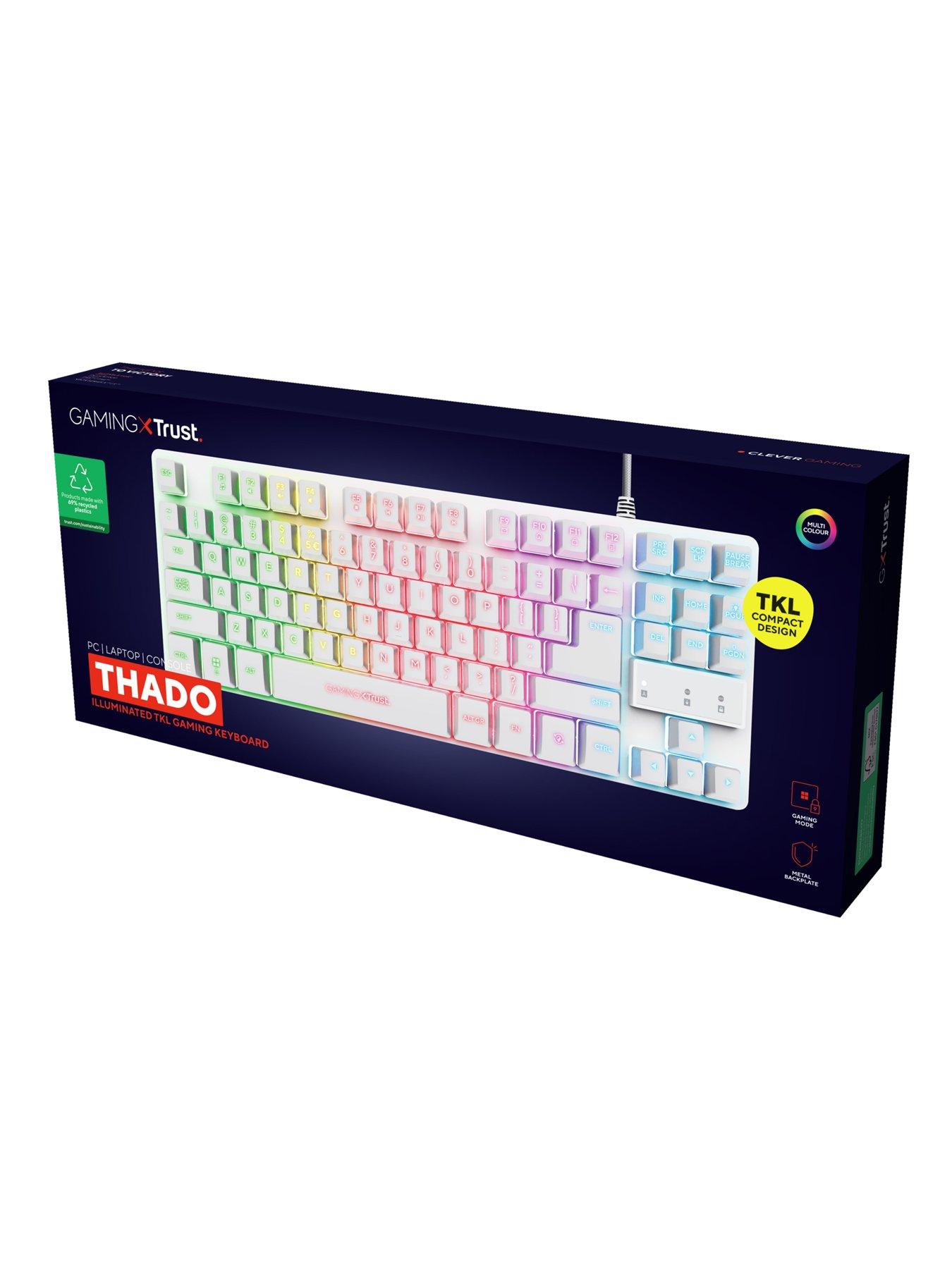 Trust GXT 833W Thado TKL Illuminated PC Gaming Keyboard - White ...