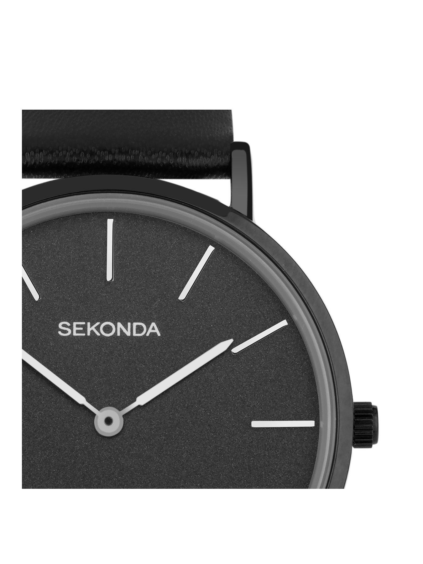 Sekonda Ladies Minimal Freya Black Leather Watch | littlewoods.com