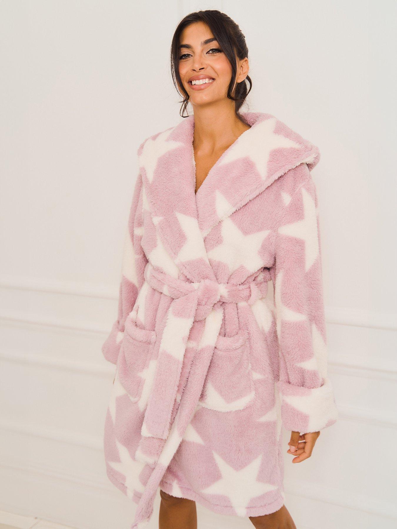 Jim Jam The Label Hooded Star Print Fleece Robe - Lilac | littlewoods.com