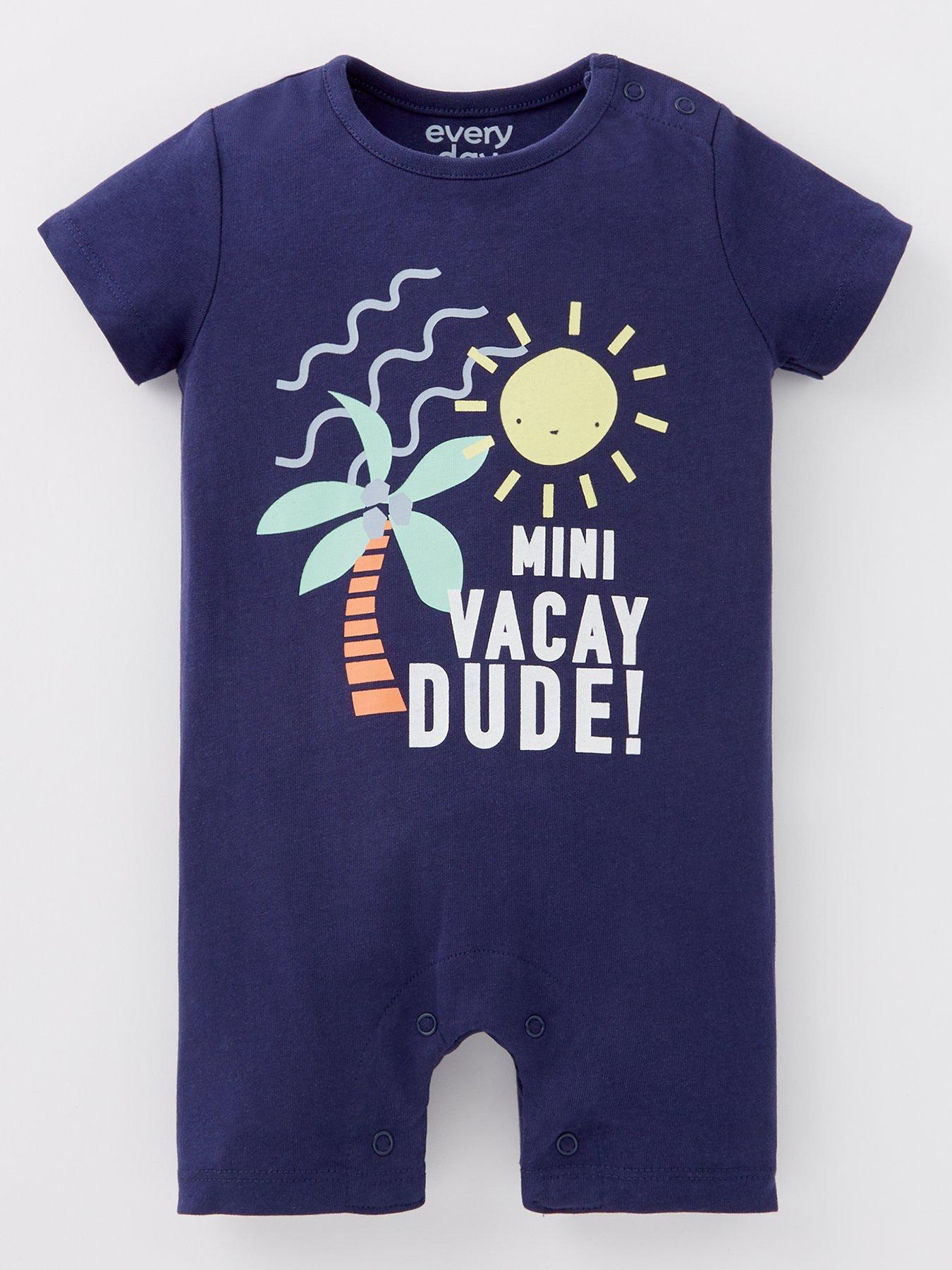 Everyday Baby Boys Mini Vacay Dude Romper - Navy | littlewoods.com