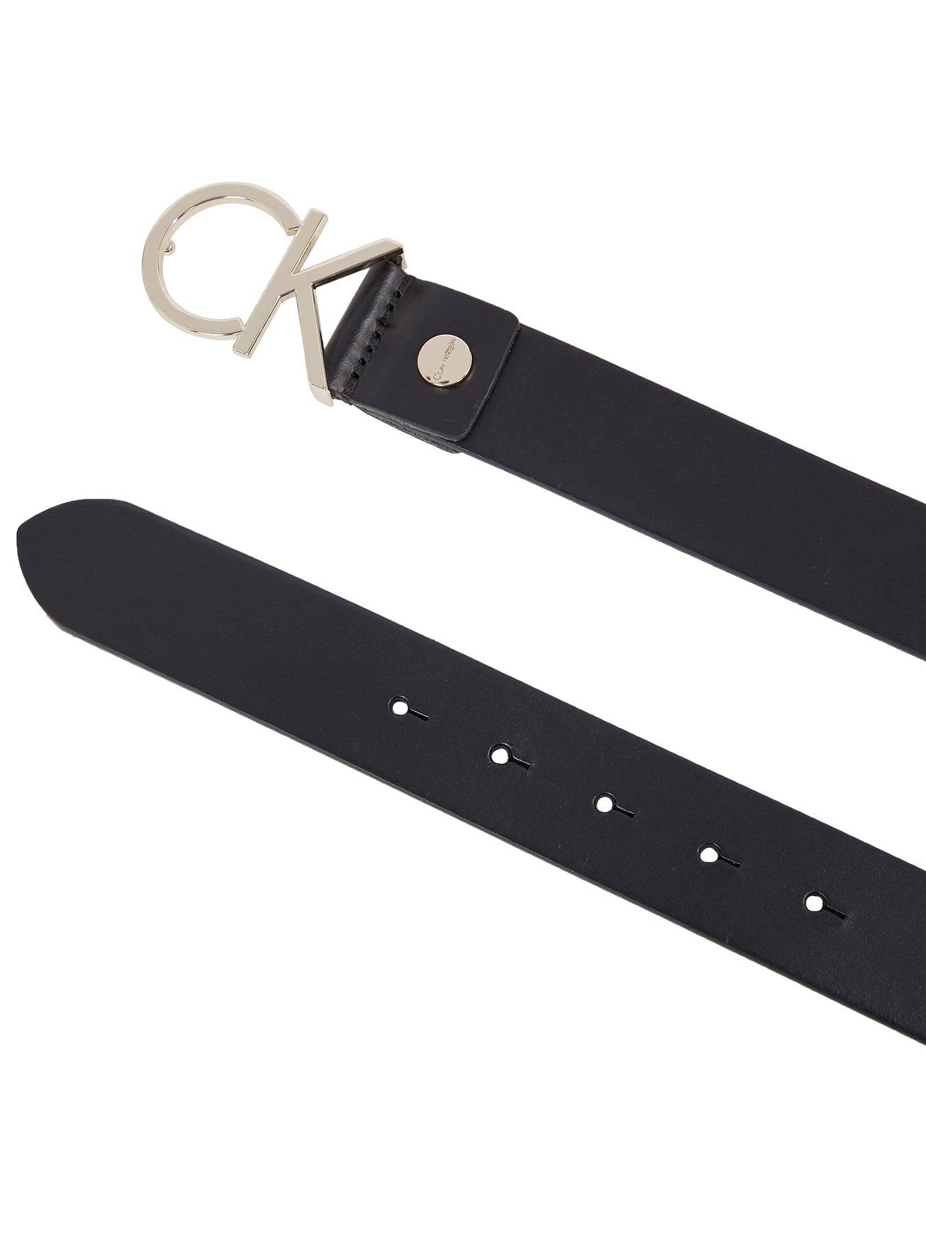 Calvin Klein Ck Gold Logo Belt - Black | Littlewoods