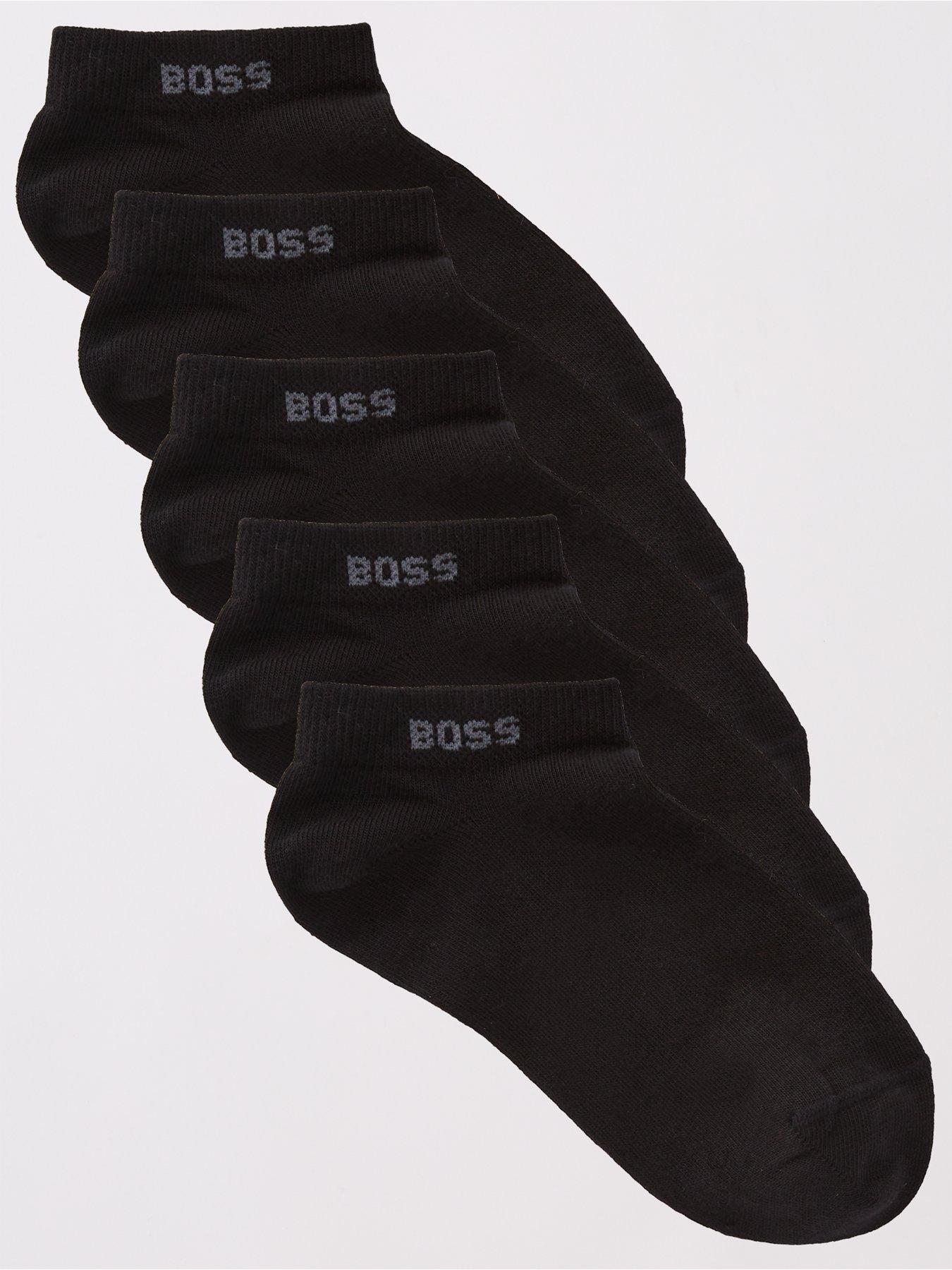 BOSS 5 Pack Logo Trainer Sock - Black | littlewoods.com