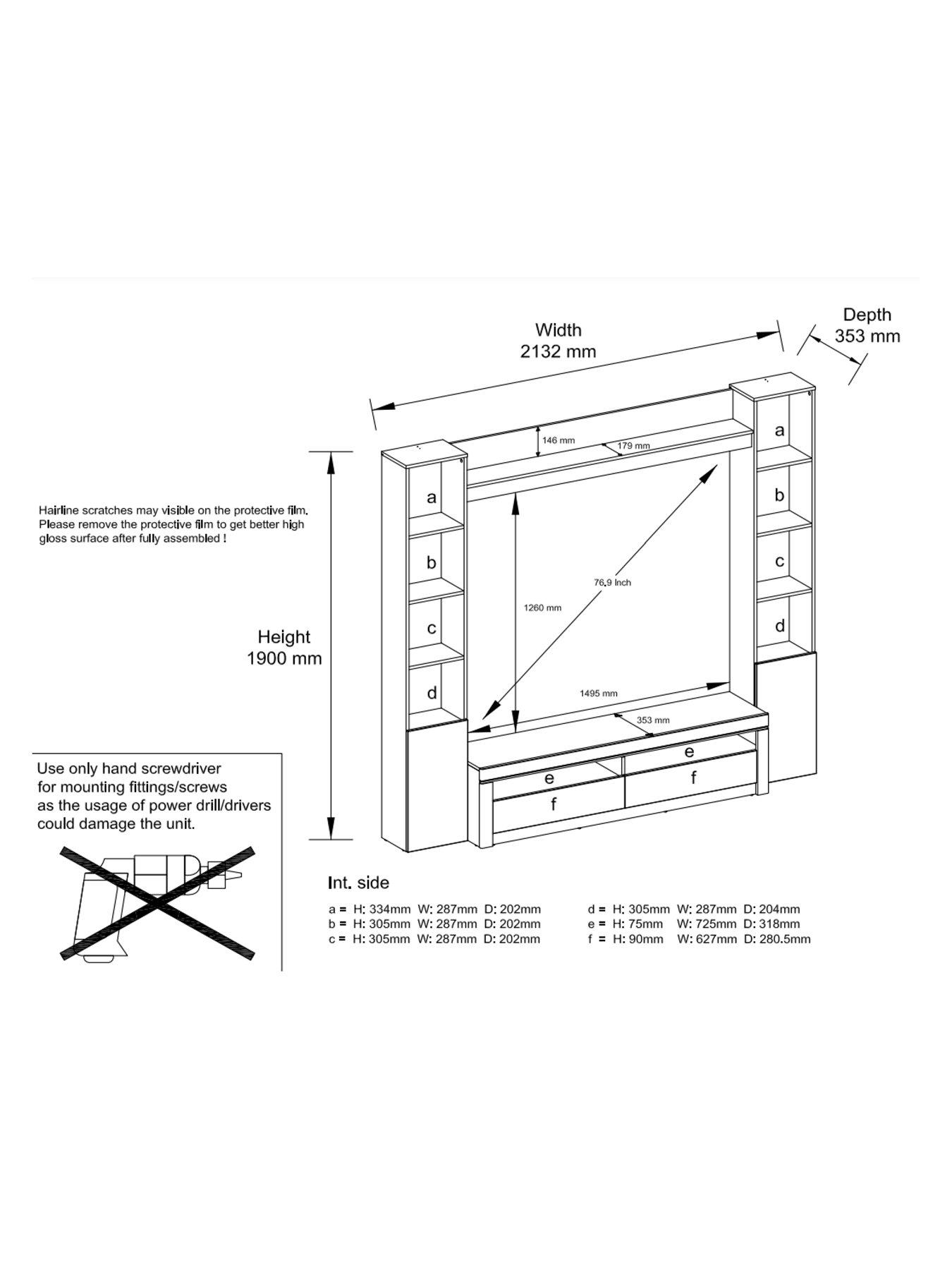 Very Home Atlantic High Gloss TV Unit with LED Light (fits up to 65 ...