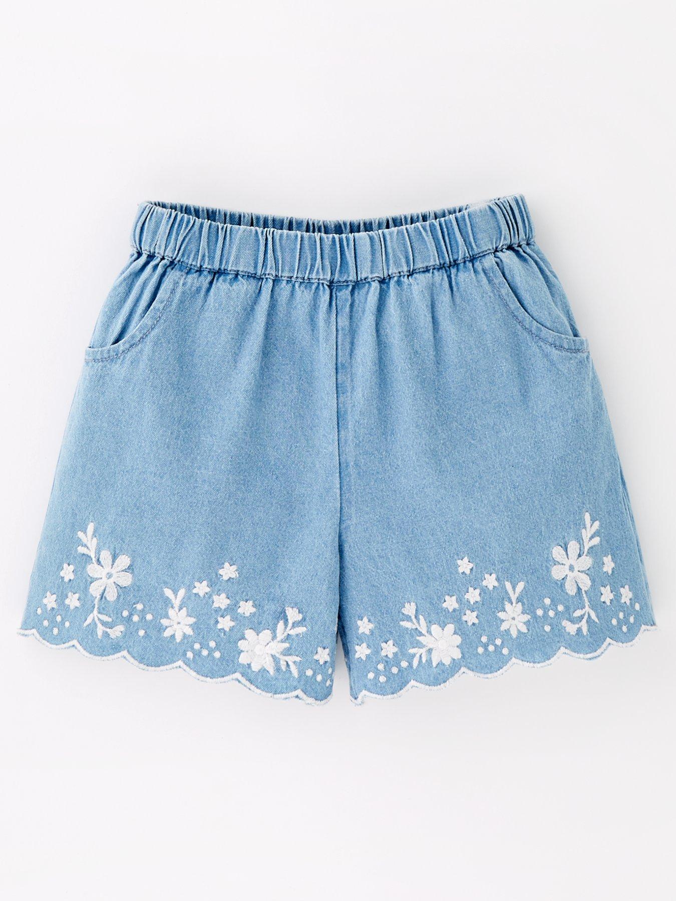 Mini V by Very Girls Embroidered Denim Shorts - Blue | littlewoods.com