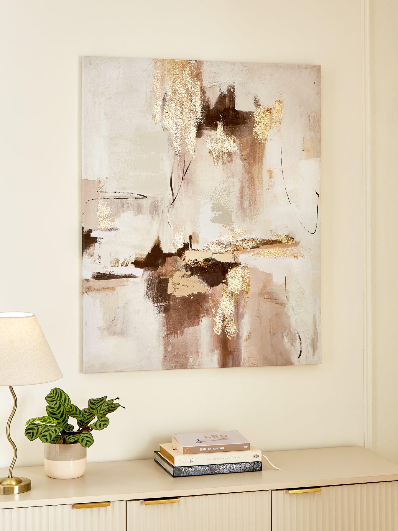 The Very Collection Abstract Hand Paint/Gold Leaf Canvas 80x100cm - FSC ...