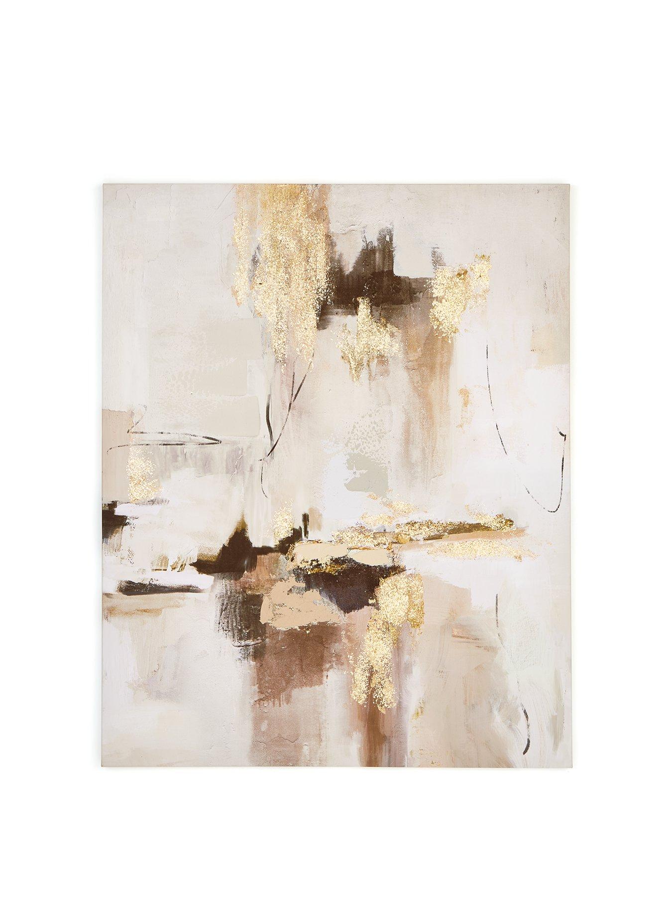 The Very Collection Abstract Hand Paint/Gold Leaf Canvas 80x100cm - FSC ...
