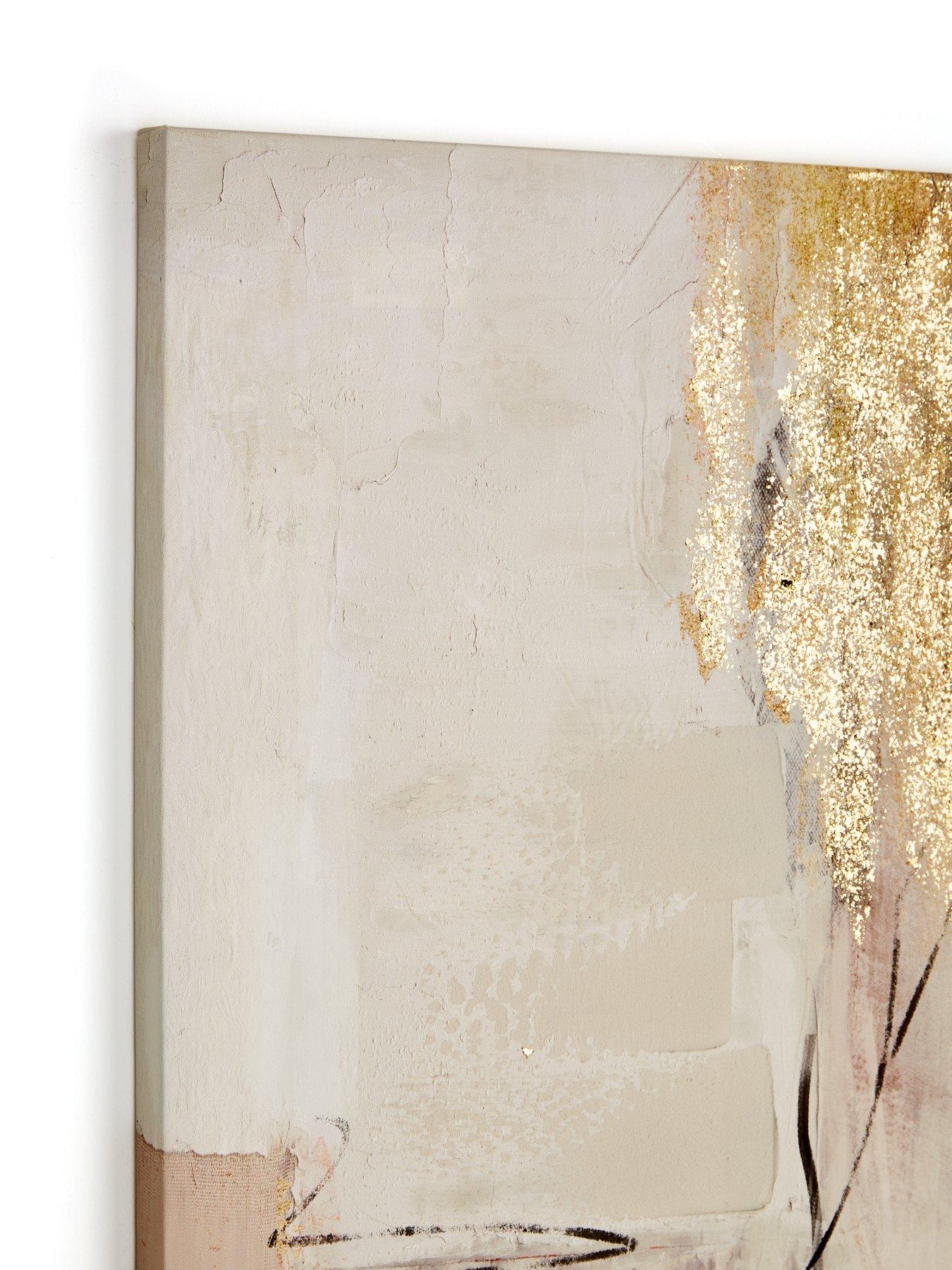 The Very Collection Abstract Hand Paint/Gold Leaf Canvas 80x100cm - FSC ...