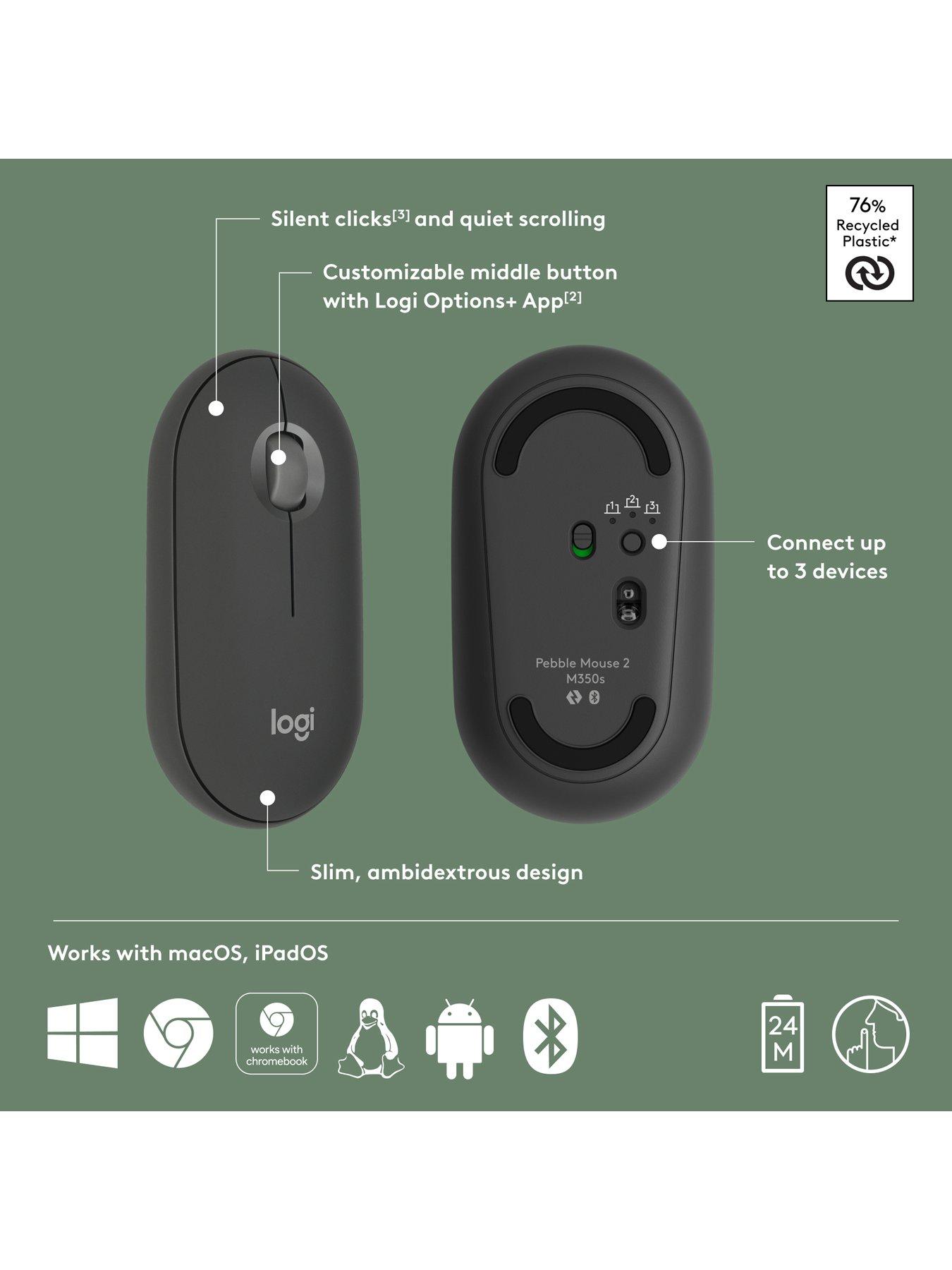 Logitech Pebble Mouse 2 M350s Slim Bluetooth Wireless Mouse ...