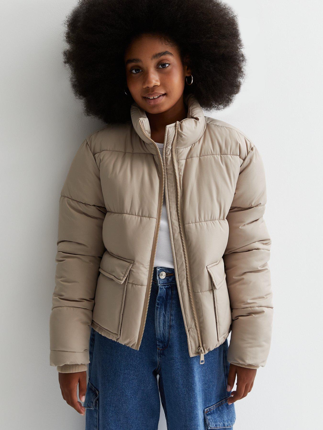 New Look 915 Girls Stone Patch Pocket Padded Jacket - Beige ...