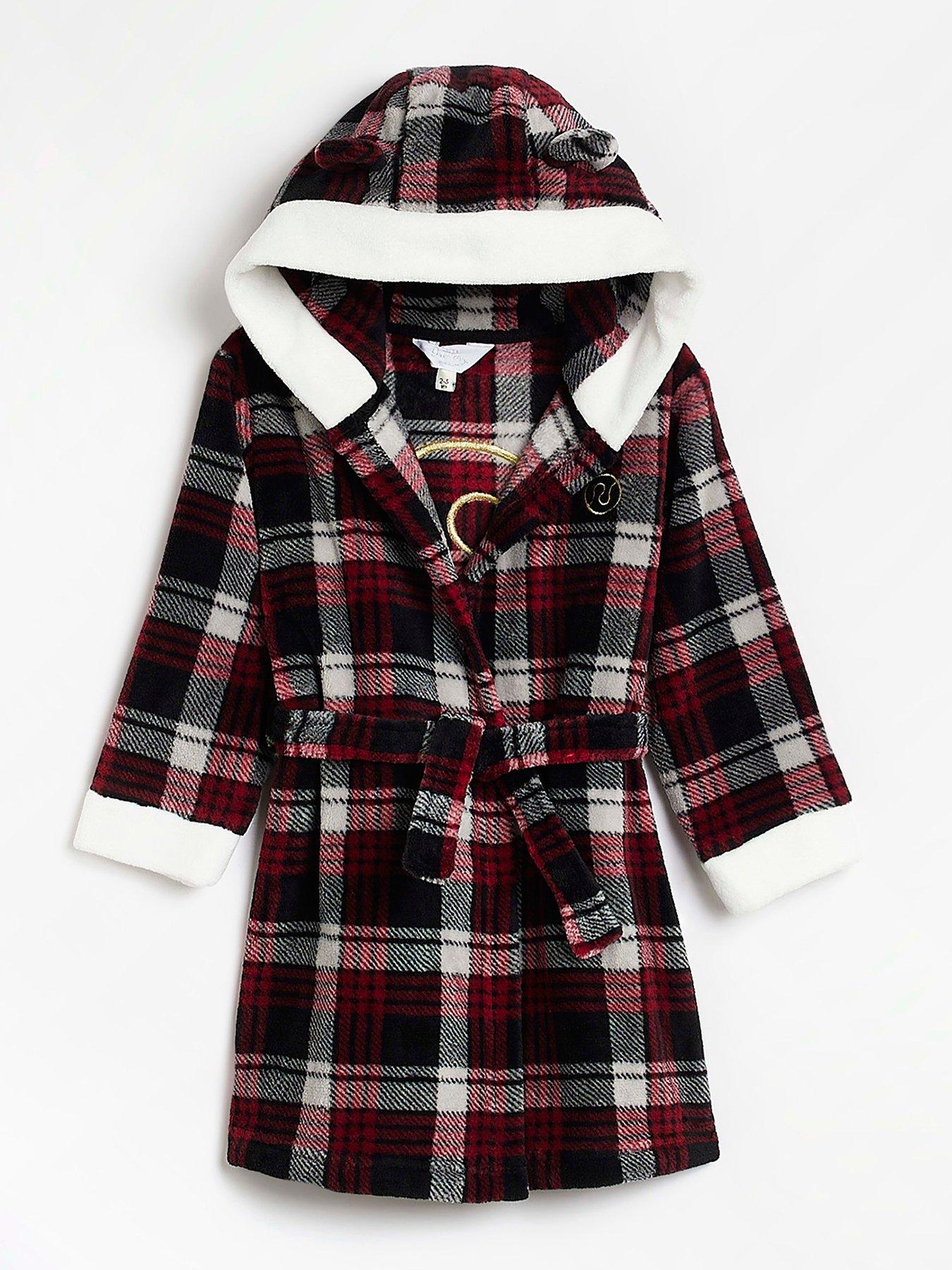River Island Mini Mini Girls Christmas Check Dressing Gown - Red ...
