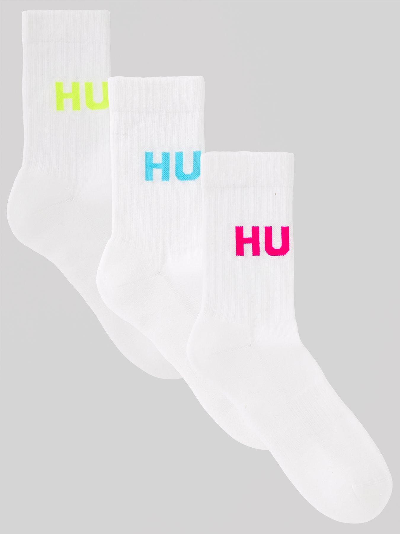 HUGO Bodywear 3 Pack Neon Logo Socks | littlewoods.com