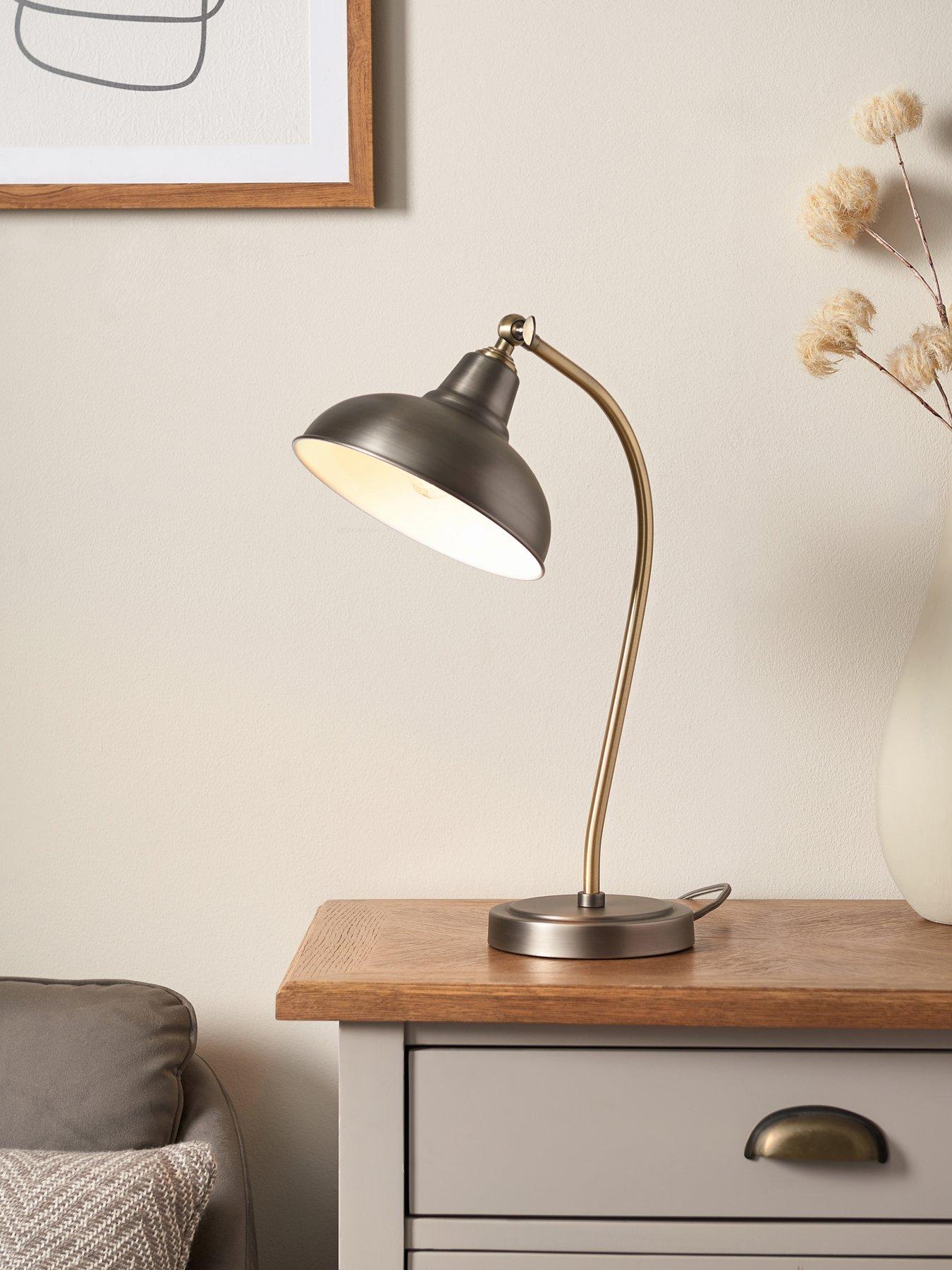 Very Home Hemstone Table Lamp - Pewter/Antique Brass | Littlewoods