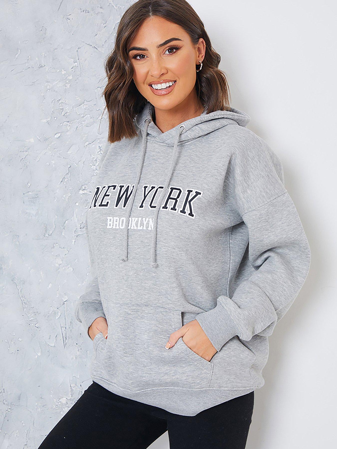 In The Style Gemma Louise Miles New York Printed Hoodie - Grey ...