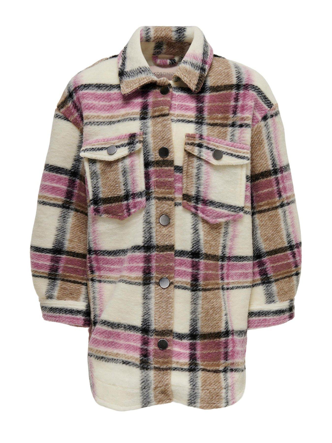 Only Kids Girls Long Checked Shacket - Birch | littlewoods.com