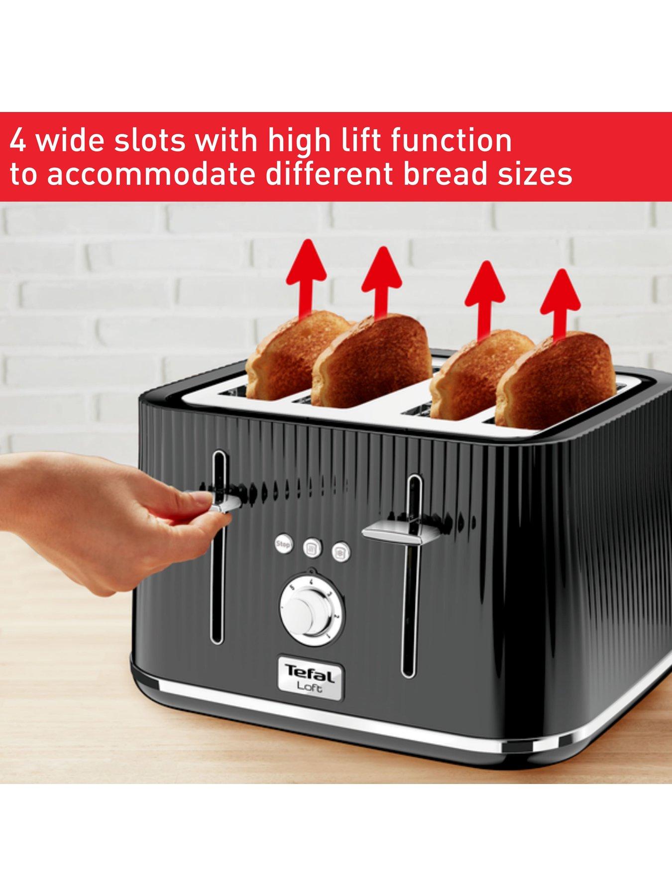 Tefal Loft 4 Slice Toaster, Black, TT760840 | Littlewoods