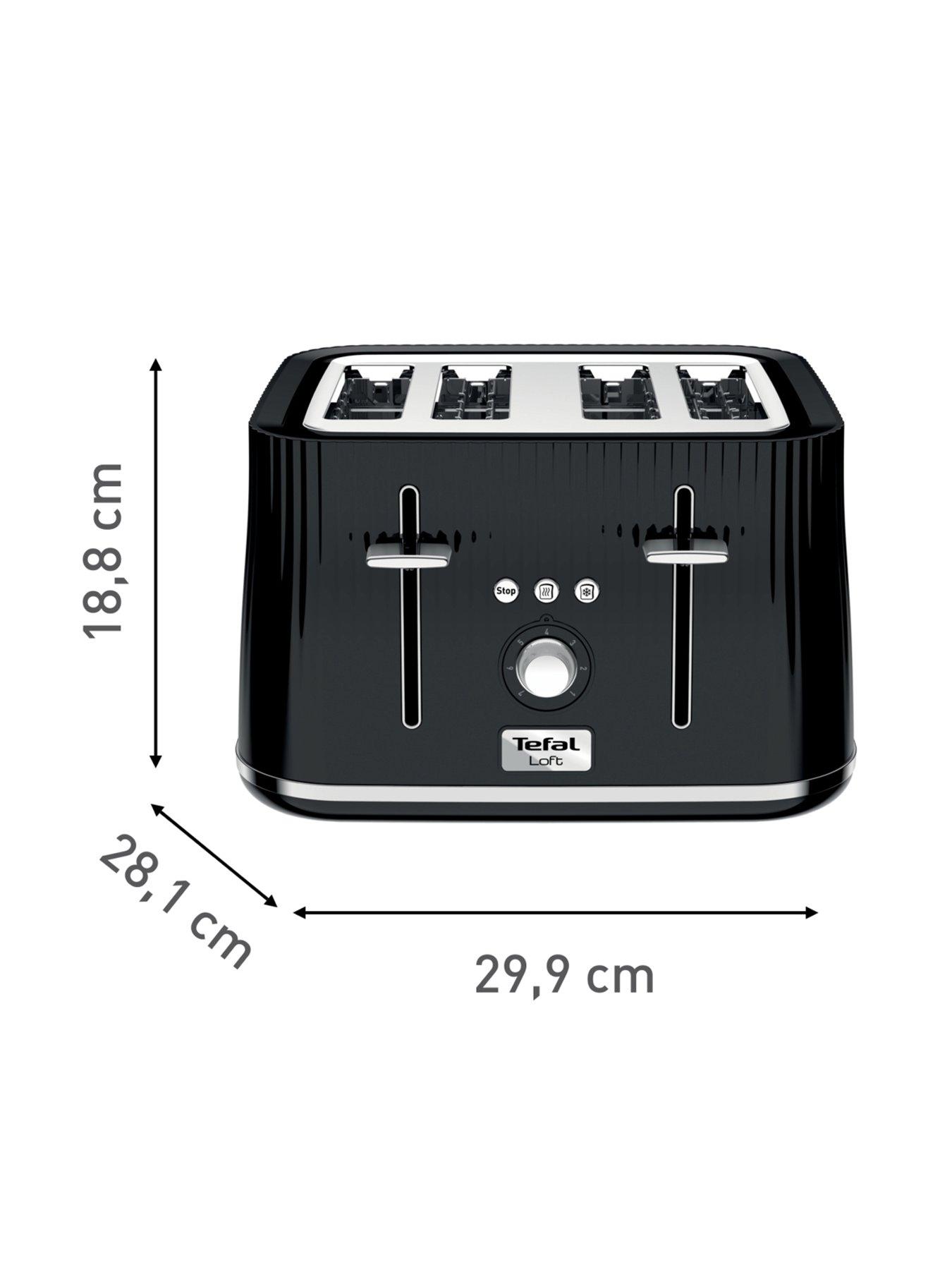 Tefal Loft 4 Slice Toaster, Black, TT760840 | Littlewoods