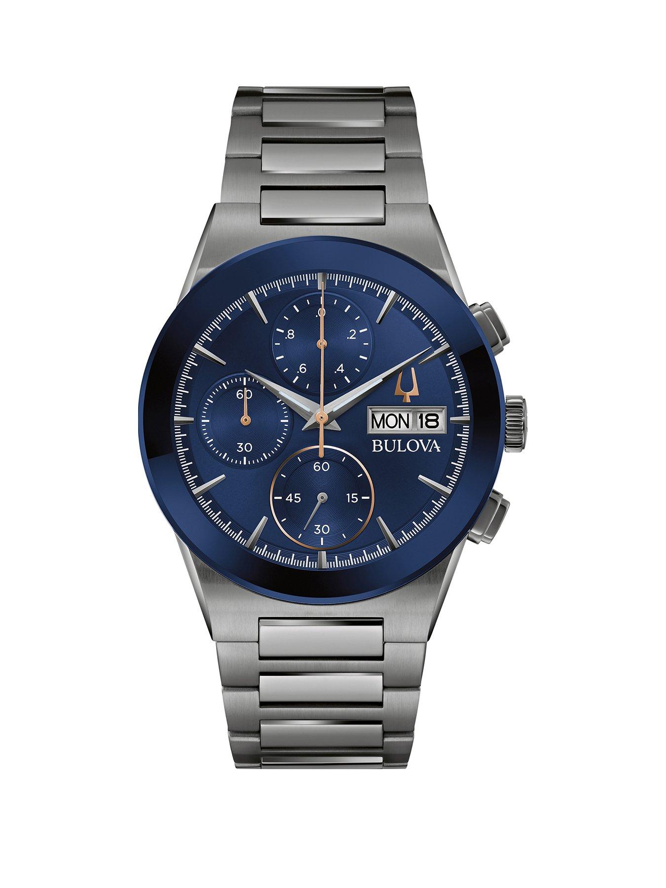 Bulova Millennia Blue Dial Stainless Steel Mens Watch | littlewoods.com