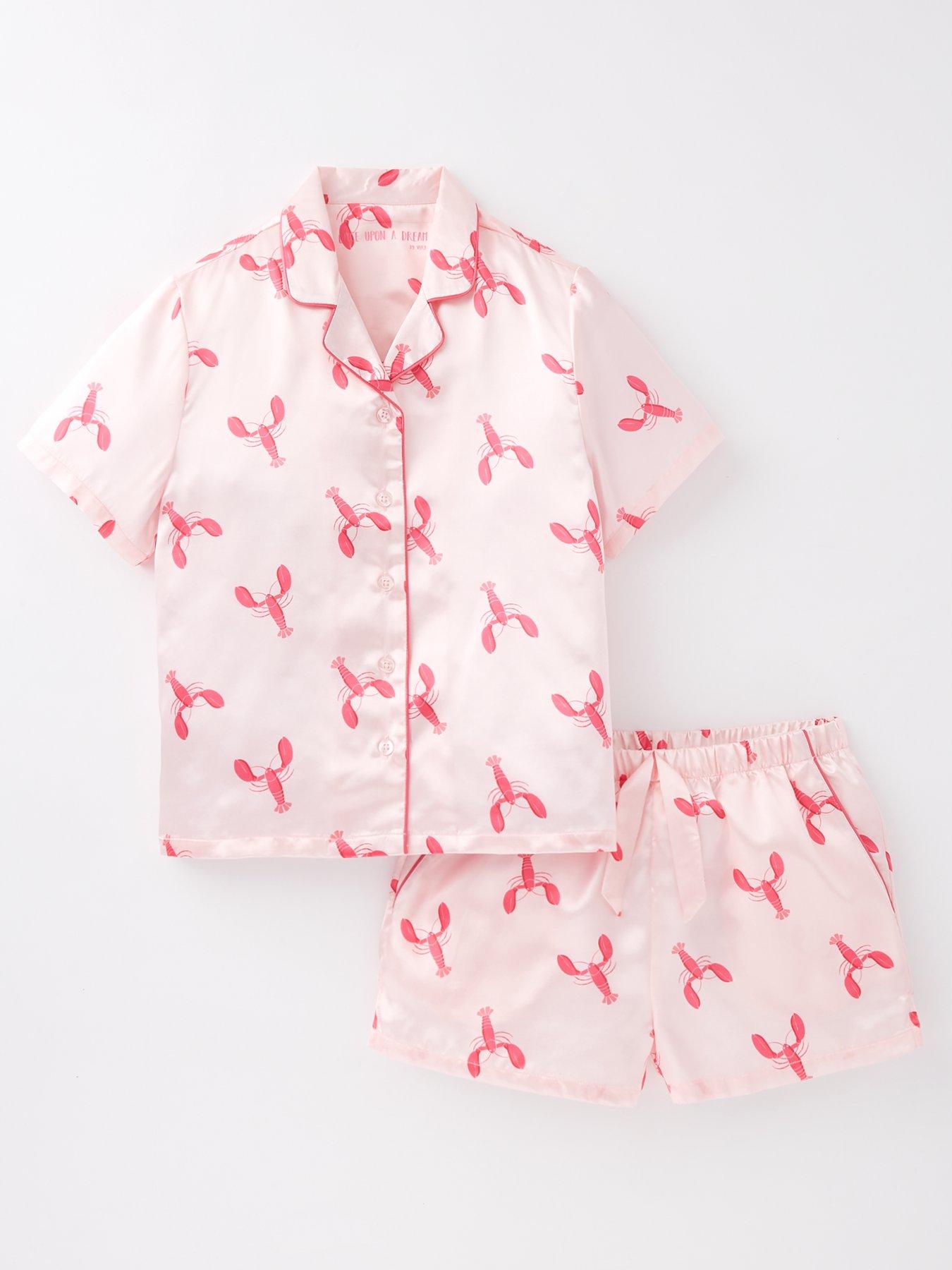 V by Very Girls Satin Lobster Pyjamas - Pink | littlewoods.com