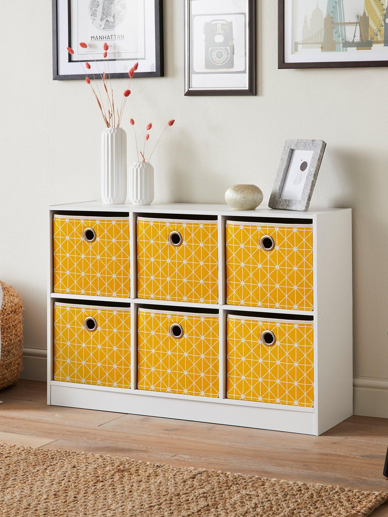 Lloyd Pascal Cubes 6 Storage Unit with Diamond Printed Drawers - Yellow ...