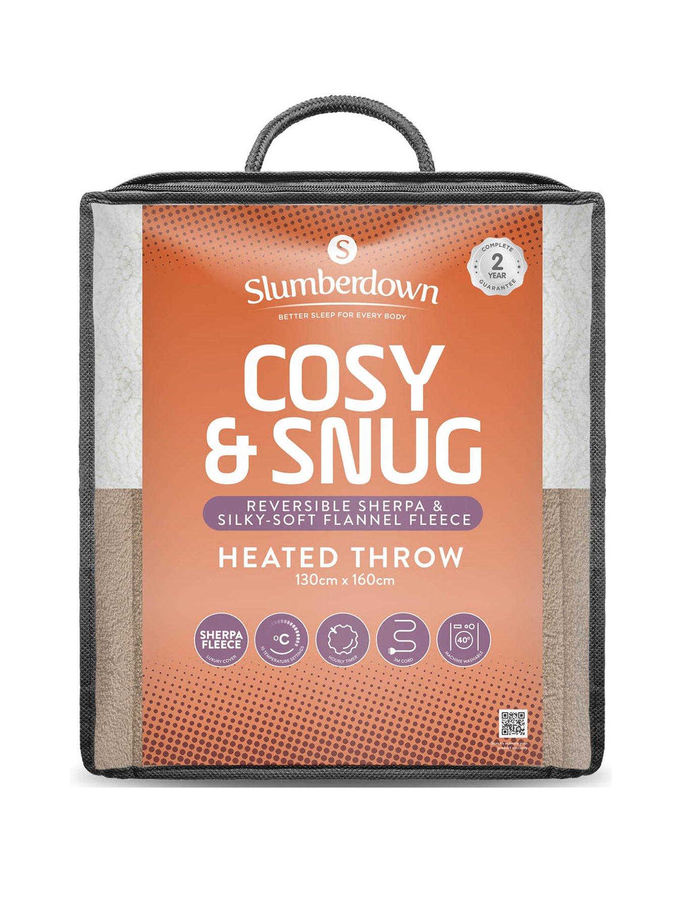 Slumberdown Cosy & Snug Sherpa Fleece Heated Throw - Natural | Littlewoods