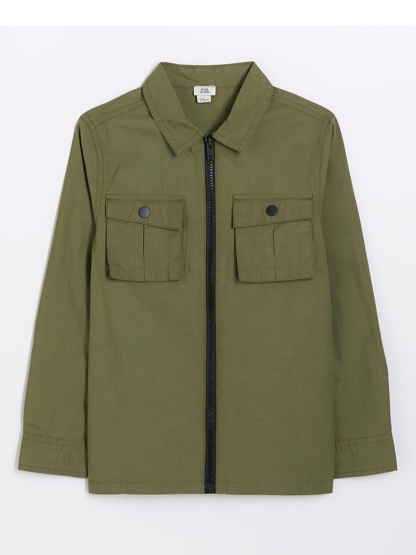 River Island Boys Utility Zip Up Shacket - Khaki | littlewoods.com