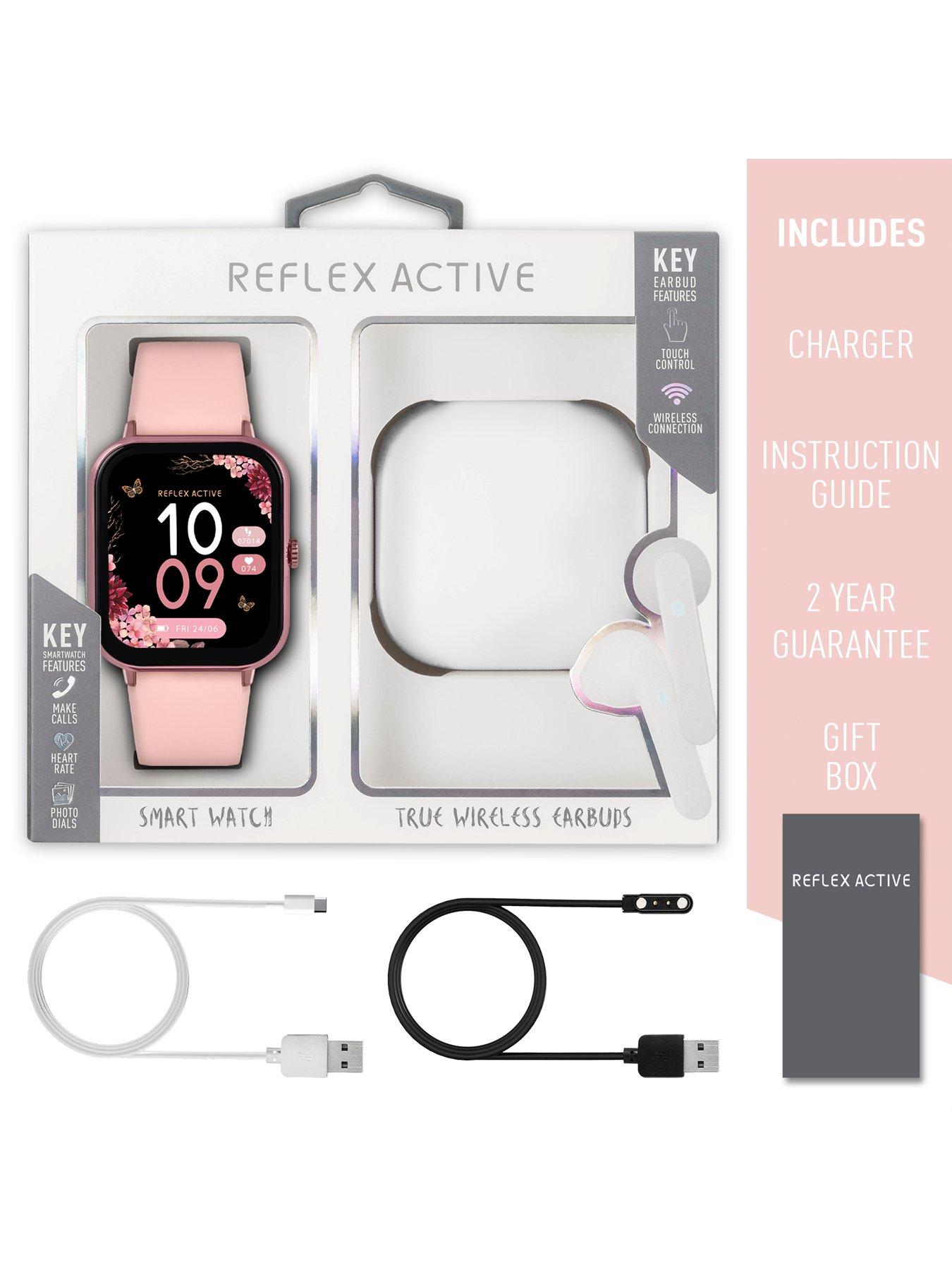 Reflex Active Series 17 Pink Strap Smart Watch and True Wireless Sound ...