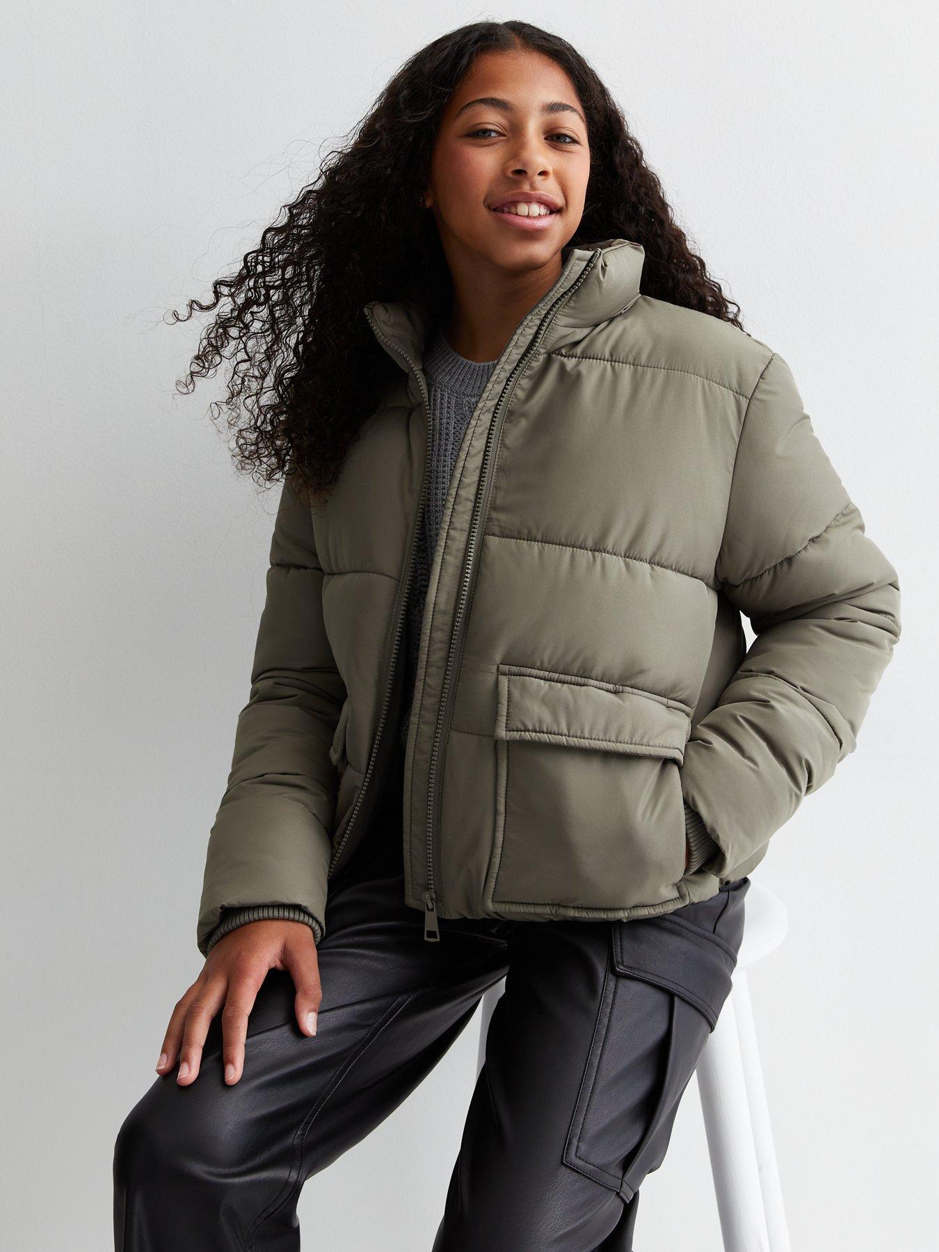 New Look 915 Girls Khaki Patch Pocket Padded Jacket | littlewoods.com