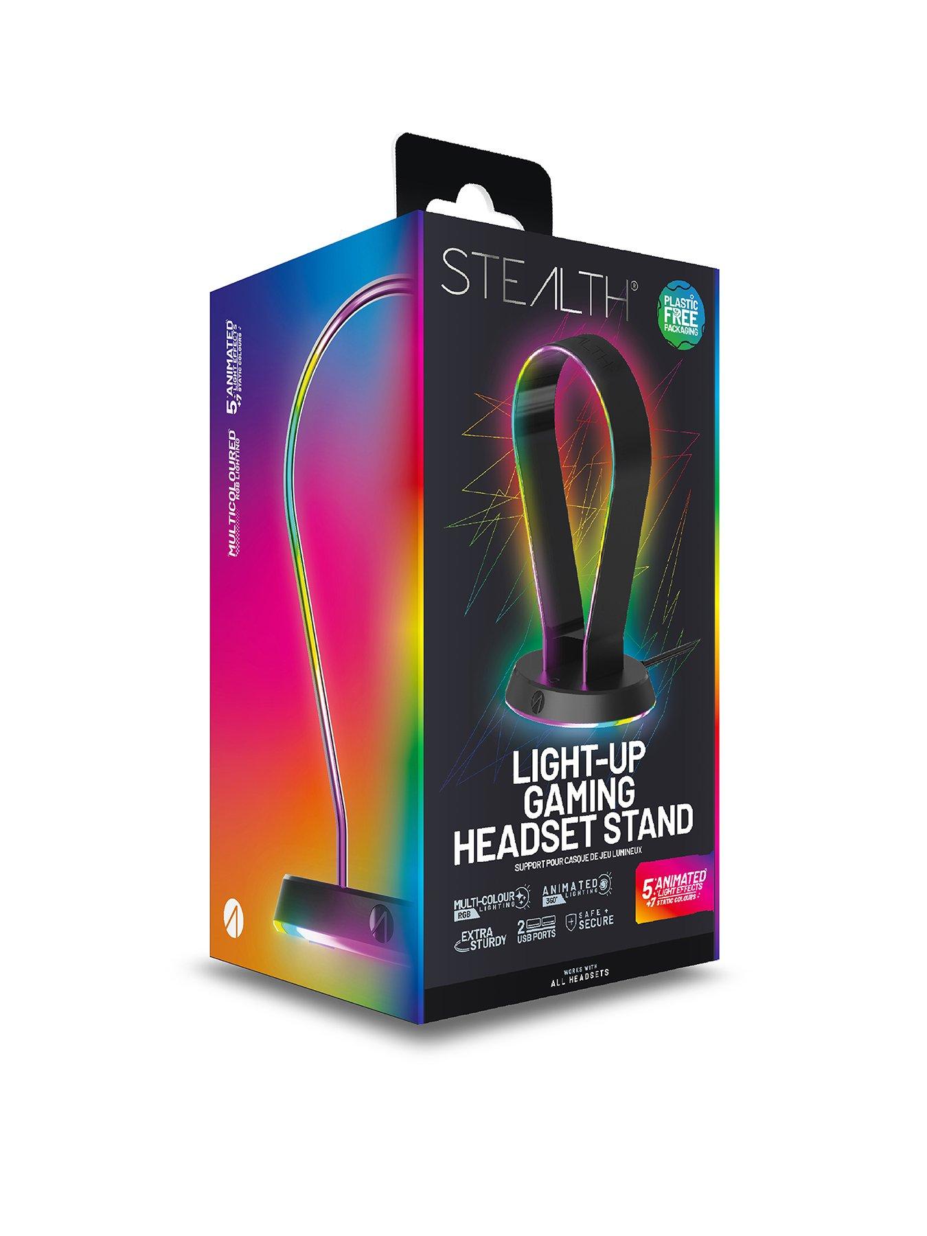 Stealth LED Light Up Gaming Headset Stand with 2x USB ports | Littlewoods
