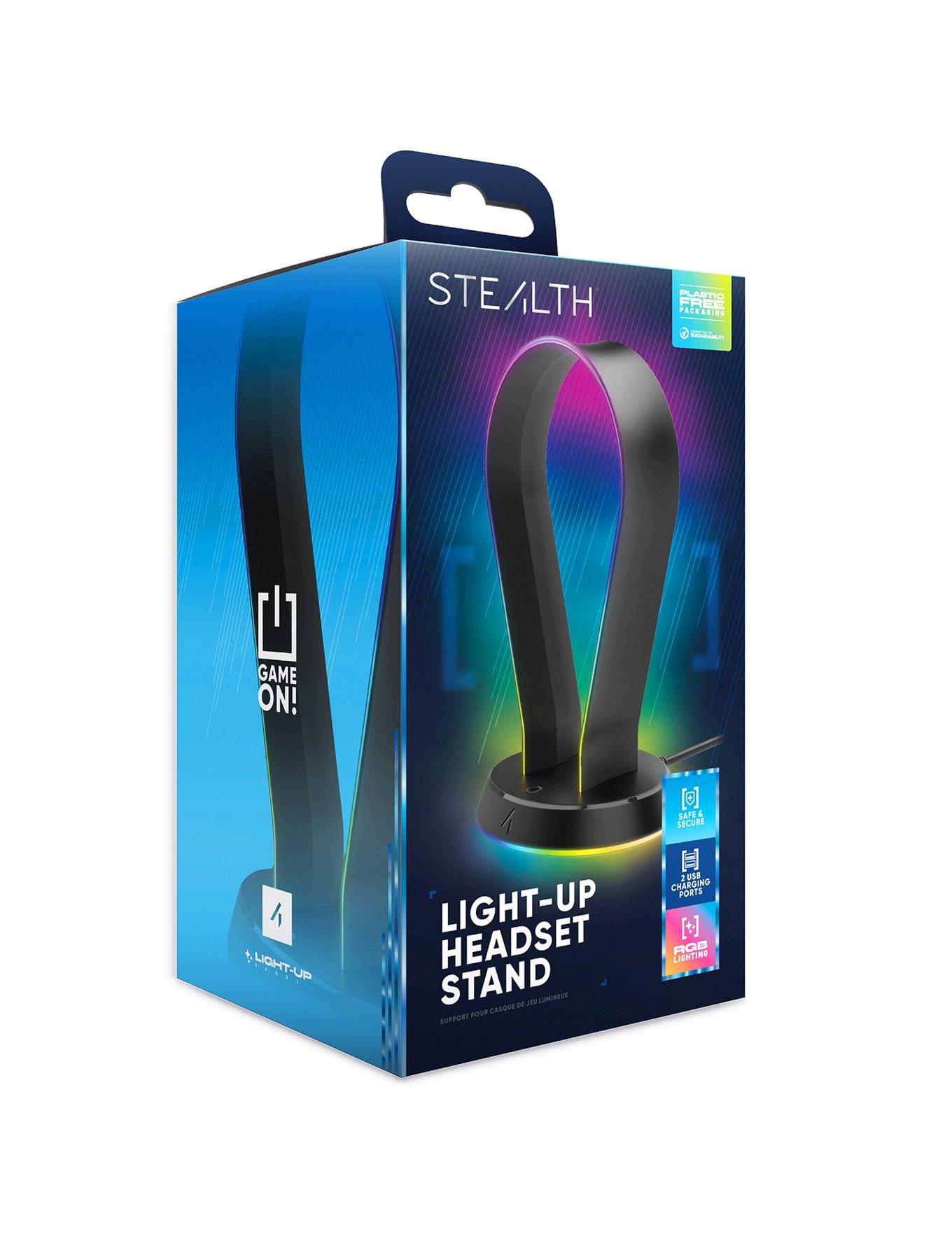 Stealth LED Light Up Gaming Headset Stand with 2x USB ports | Littlewoods