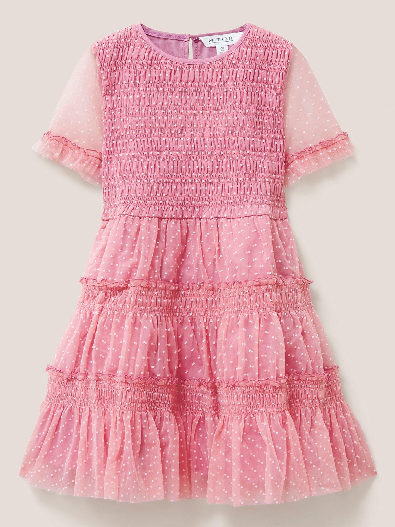 White Stuff Girls Tulle Party Dress - Dusky Pink | littlewoods.com