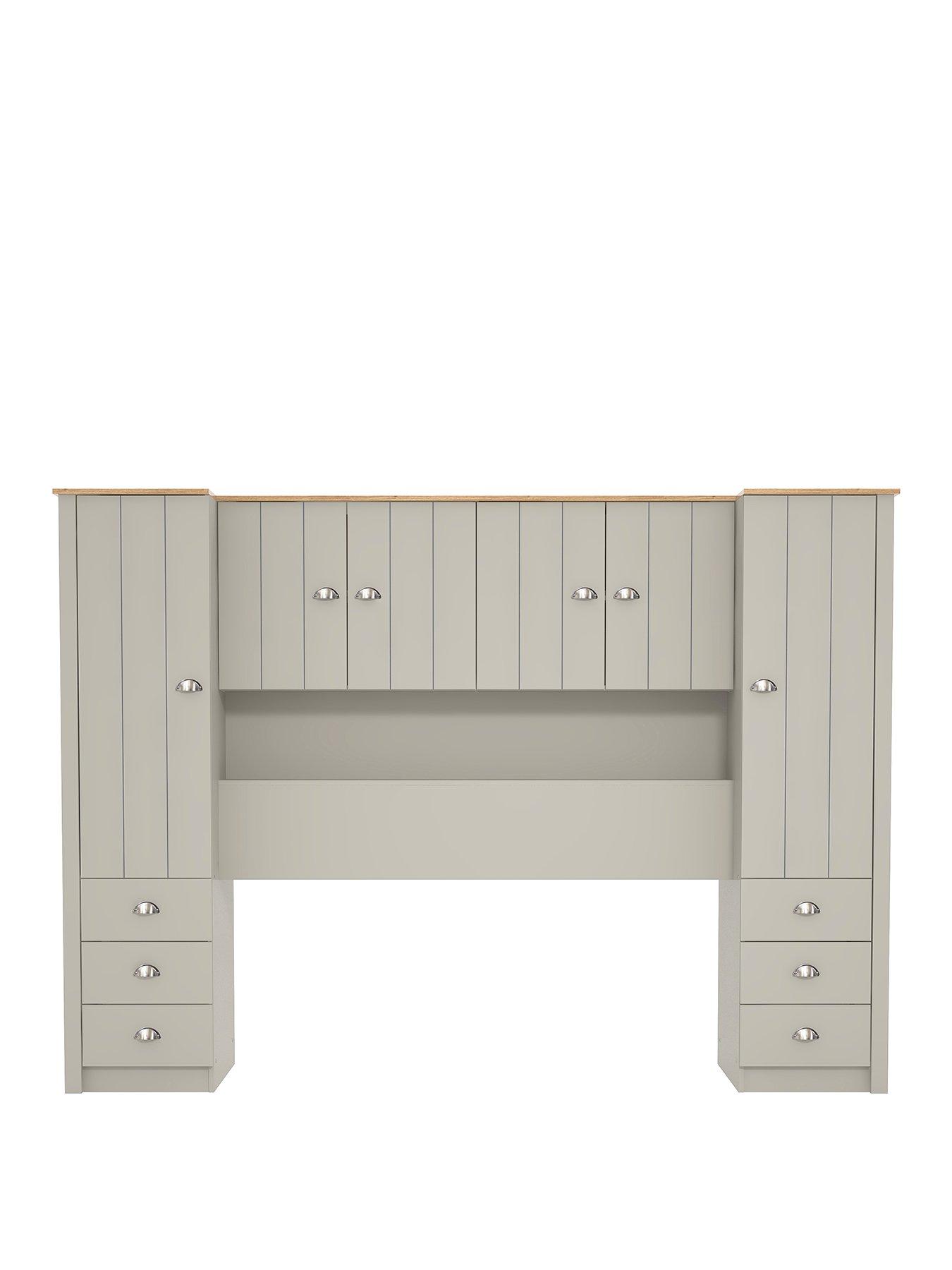 The Very Collection Atlanta Overbed Storage Unit - Light Grey/Oak ...