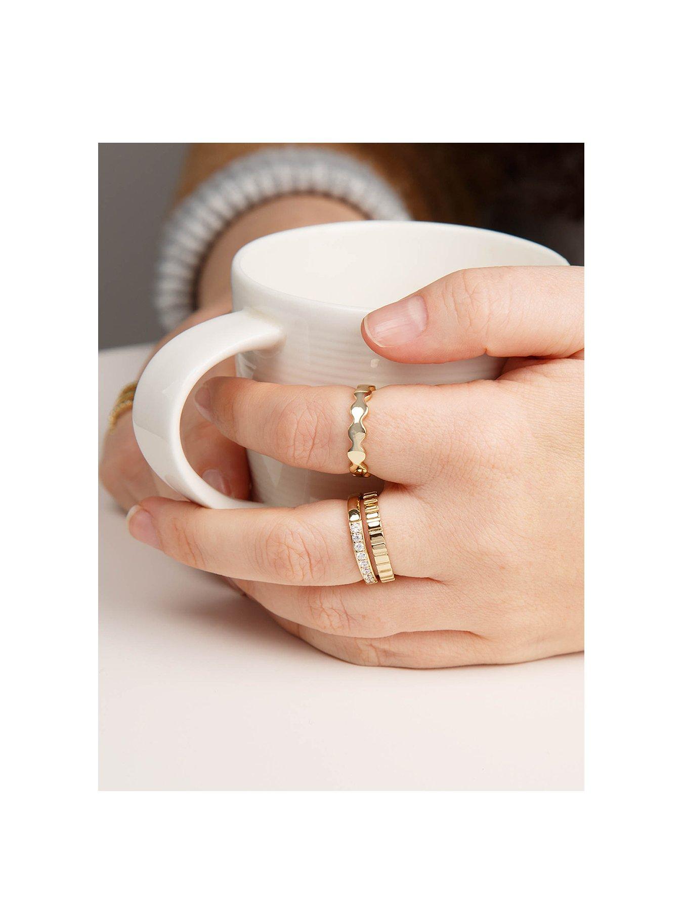 The Love Collection 18ct Gold Plated Sterling Silver Set of Three ...