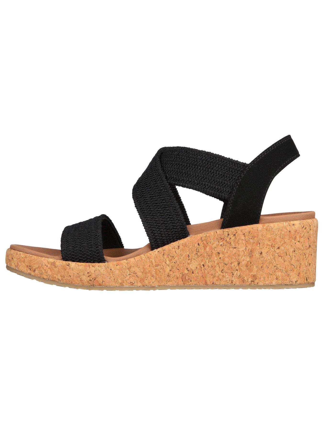 Skechers Arch Fit Beverlee Stretch Raffia Cross Band Sling Back Wedge ...