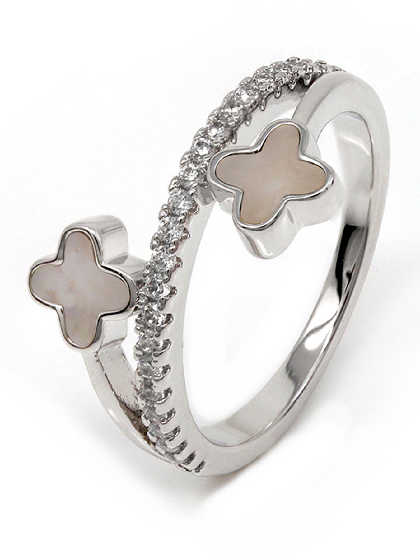 Say It With Luck Ring - SIlver & Pearl | Littlewoods