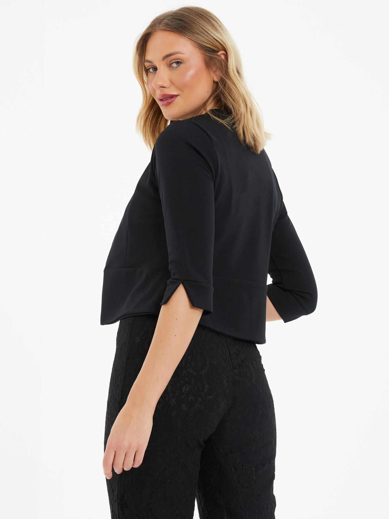 Quiz Black Split Sleeve Crop Jacket | littlewoods.com