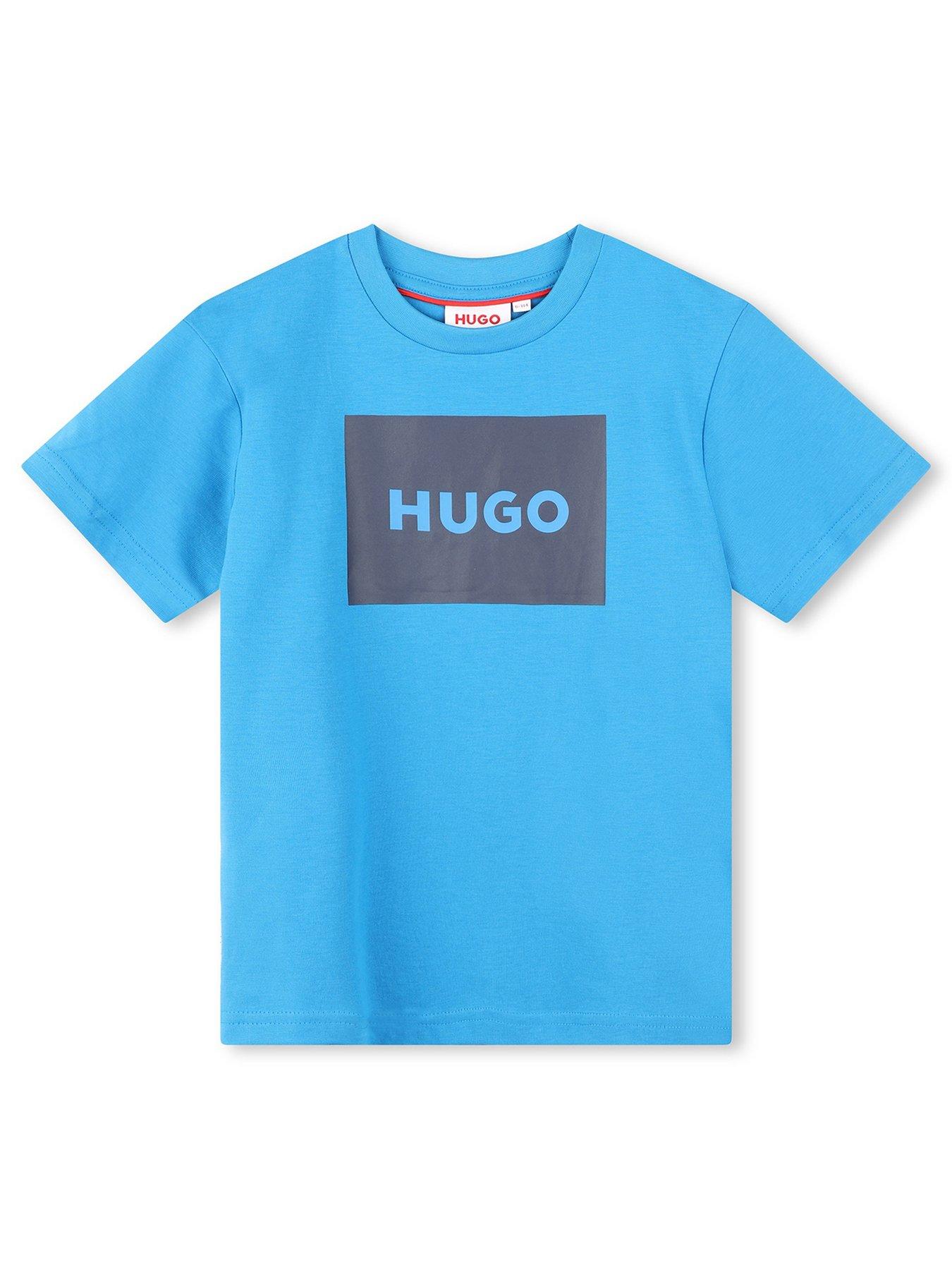 HUGO Boys Square Logo Short Sleeve T-Shirt - Electric Blue ...