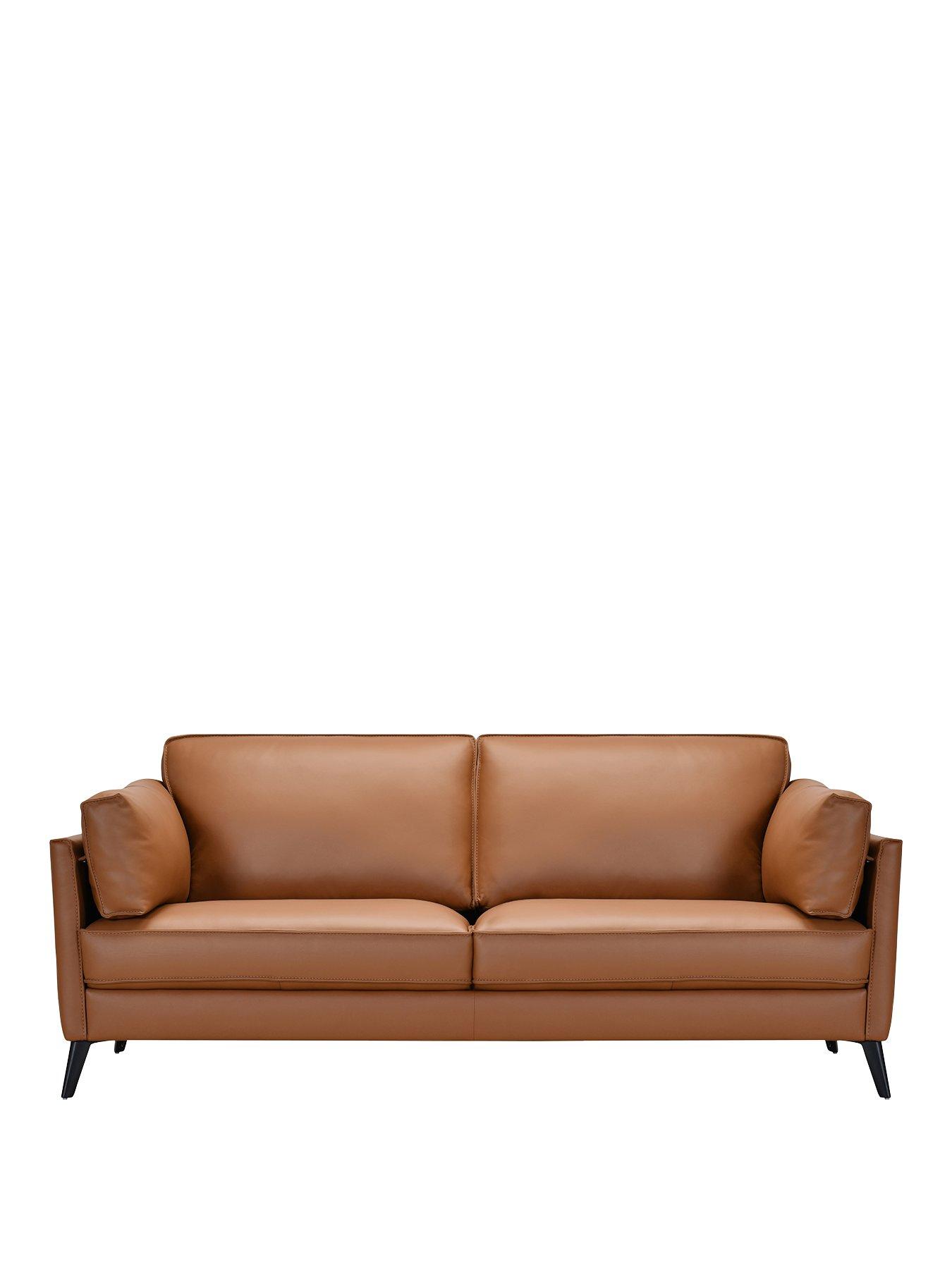 Very Home New Sasha 3 Seater Leather/Faux Leather Sofa - Tan ...