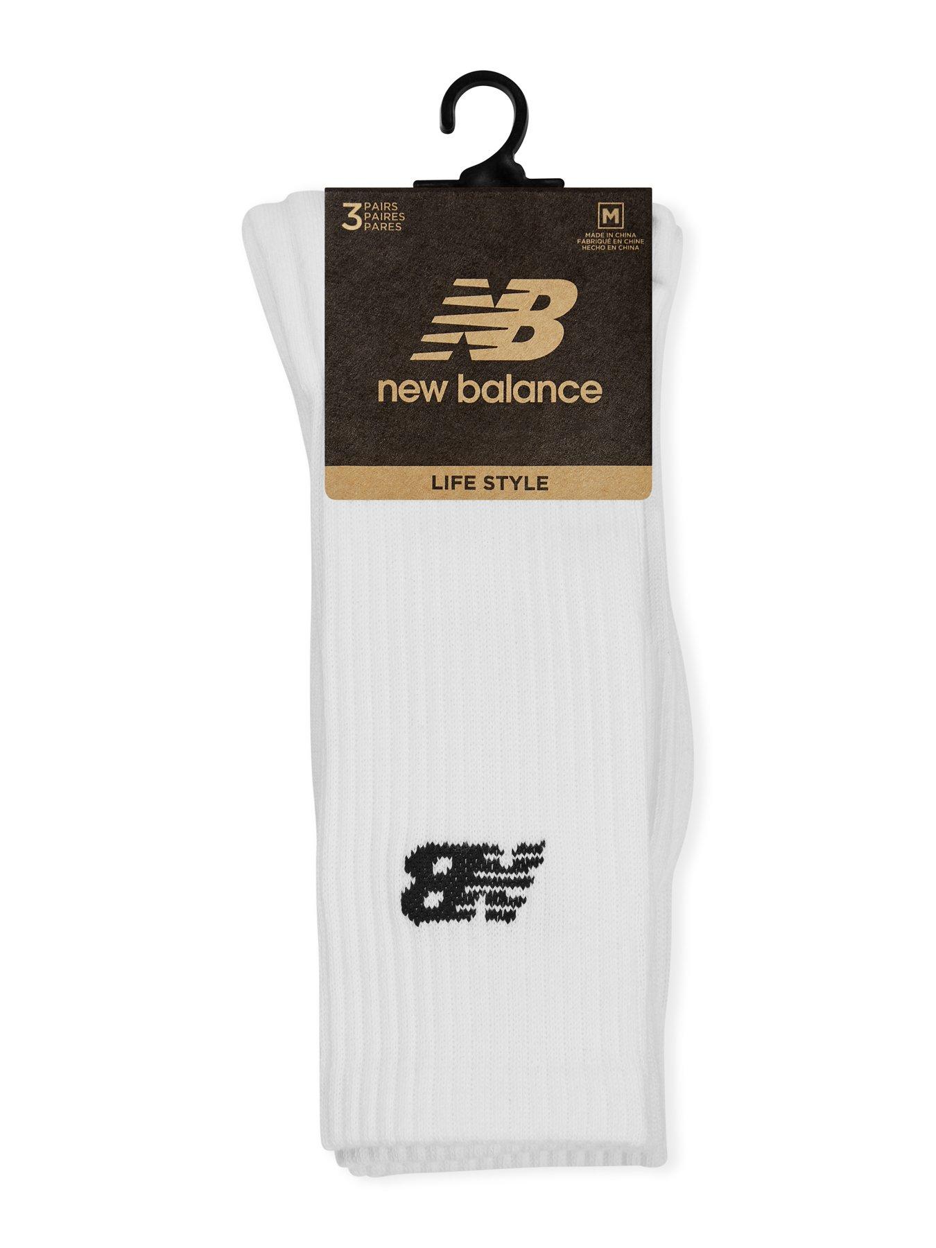 New Balance NB Everyday 3 Pack Crew Socks - White | Littlewoods