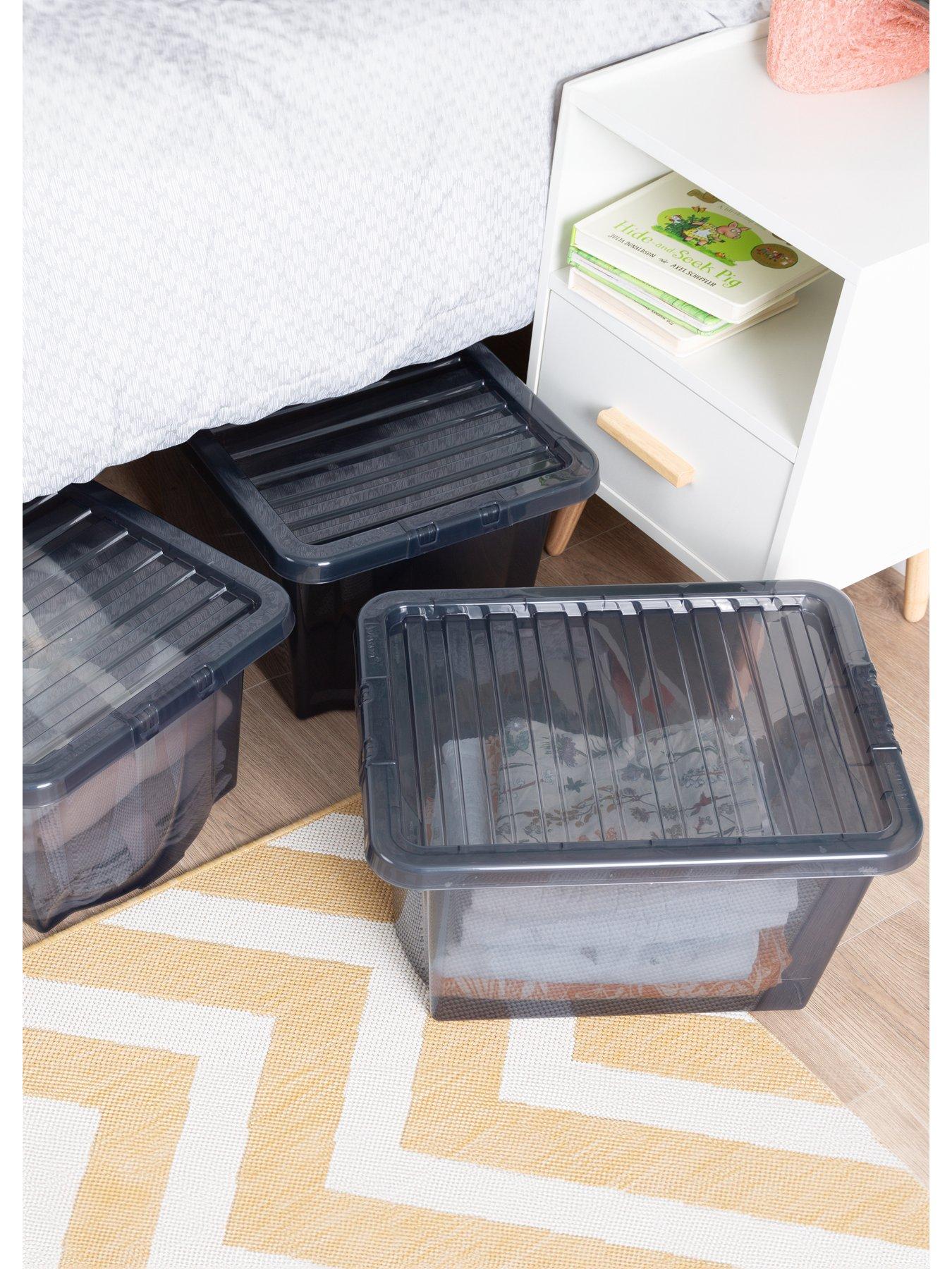 Wham Set of 3 Black Plastic Storage Boxes – 28 litres each ...