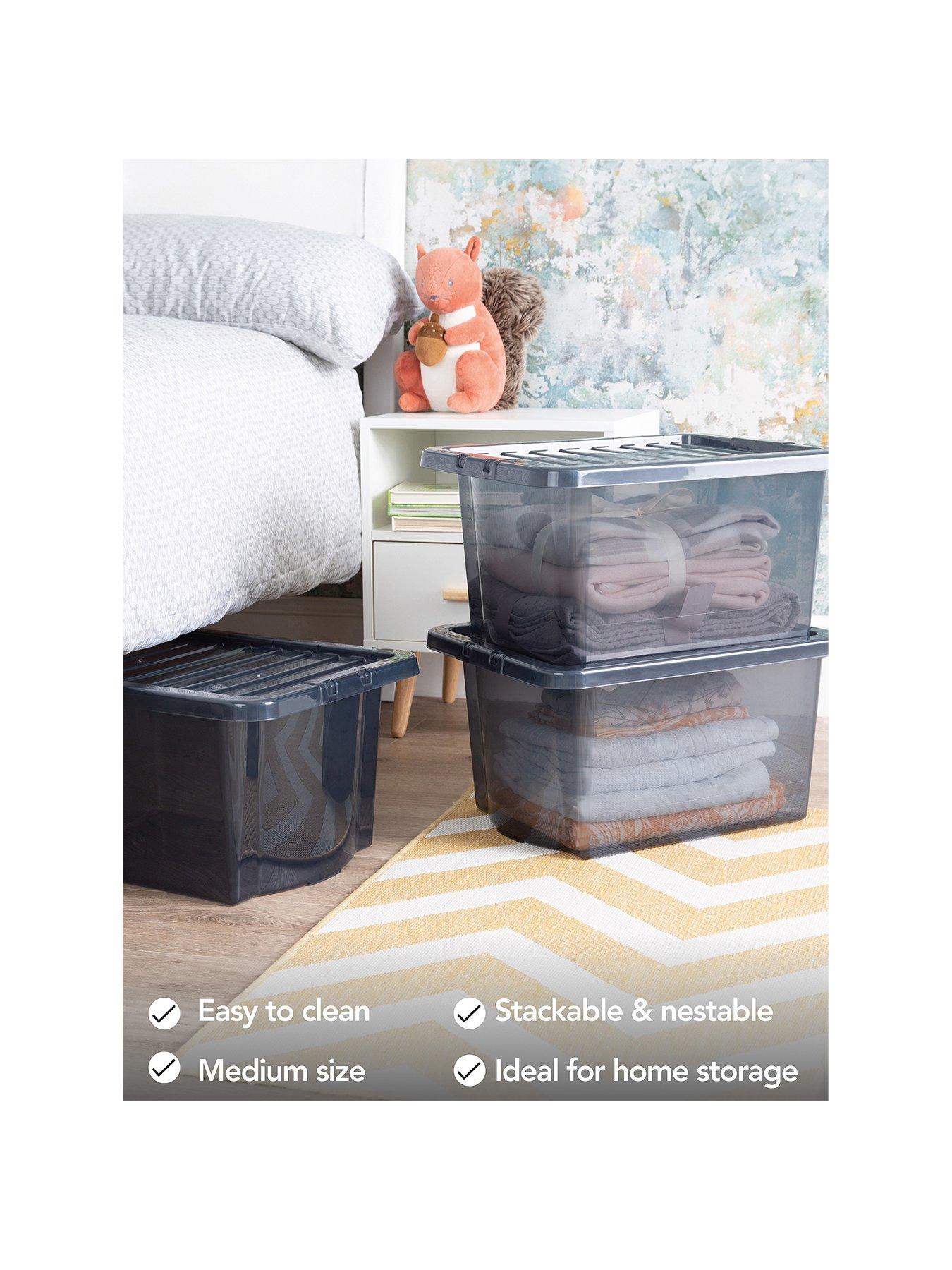 Wham Set of 3 Black Plastic Storage Boxes – 28 litres each | Littlewoods
