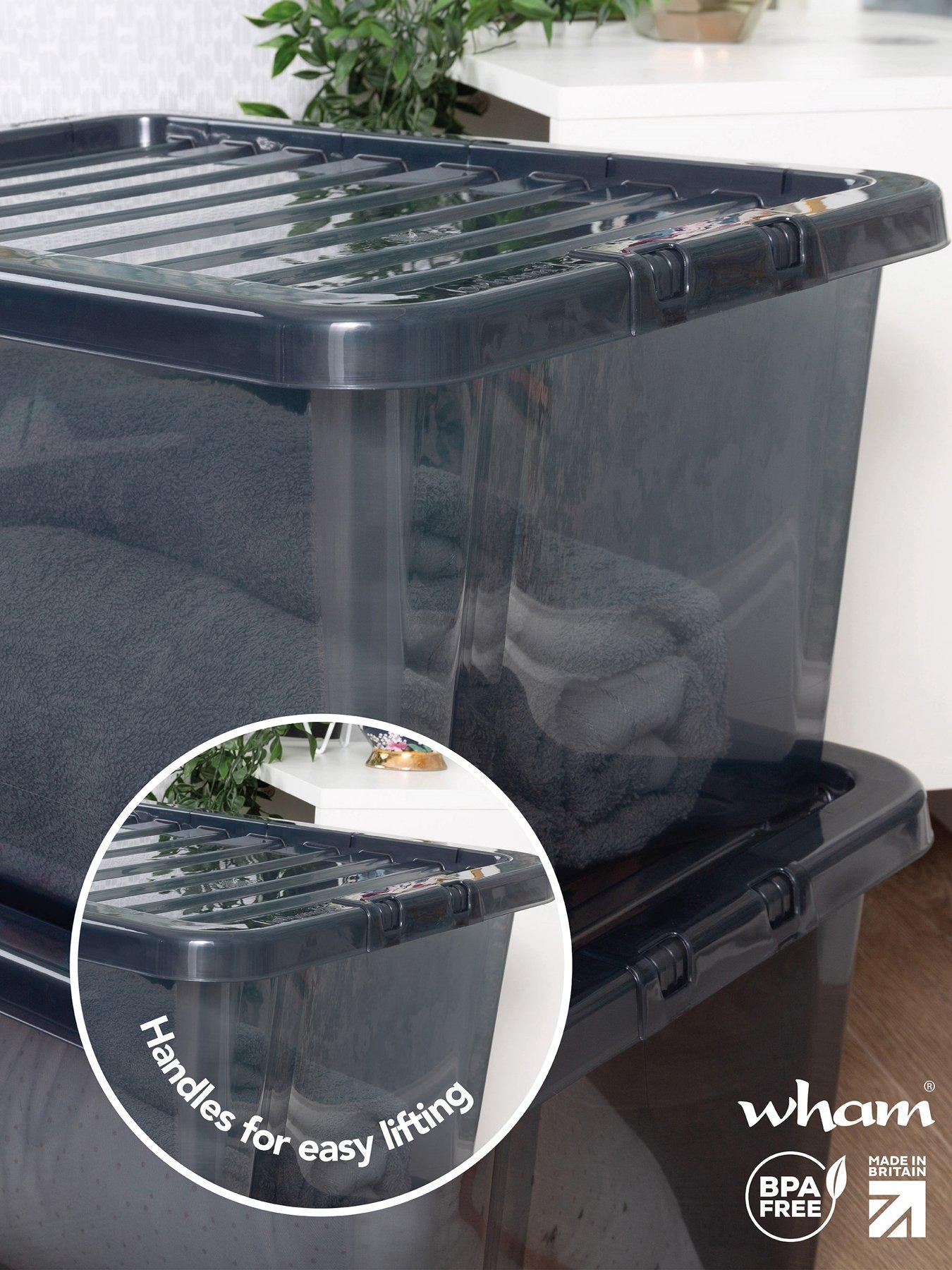 Wham Set of 3 Black Plastic Storage Boxes – 28 litres each | Littlewoods