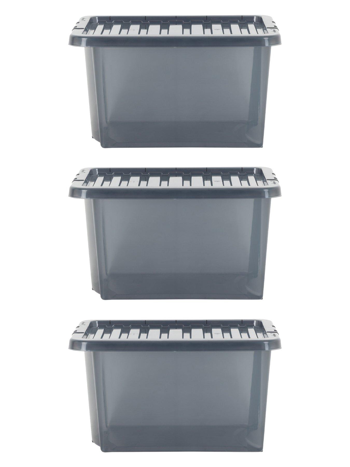 Wham Set of 3 Black Plastic Storage Boxes – 28 litres each | Littlewoods